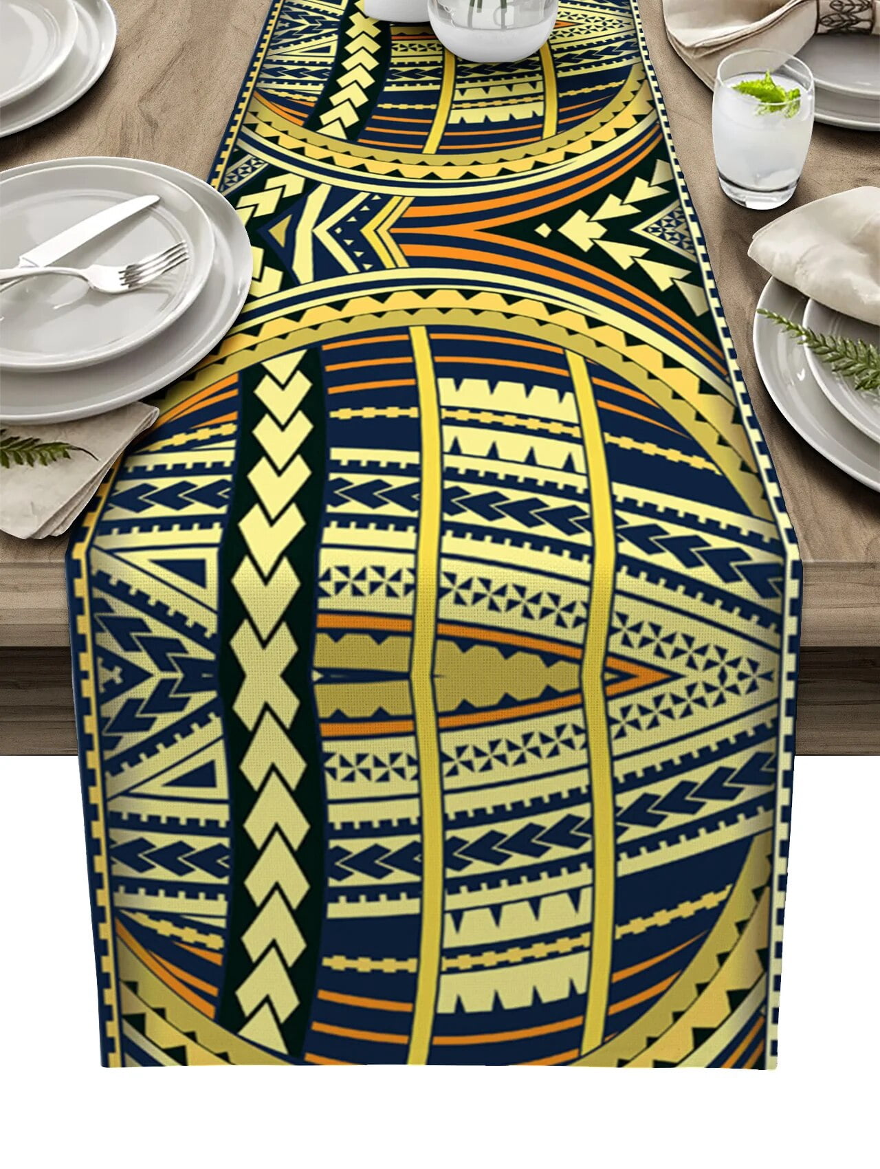 Polynesian Texture Table Runner Modern Party Dining Table Runner ...