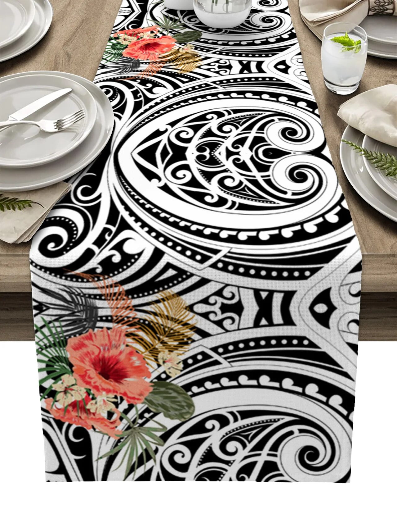 Polynesian Texture Table Runner Modern Party Dining Table Runner ...