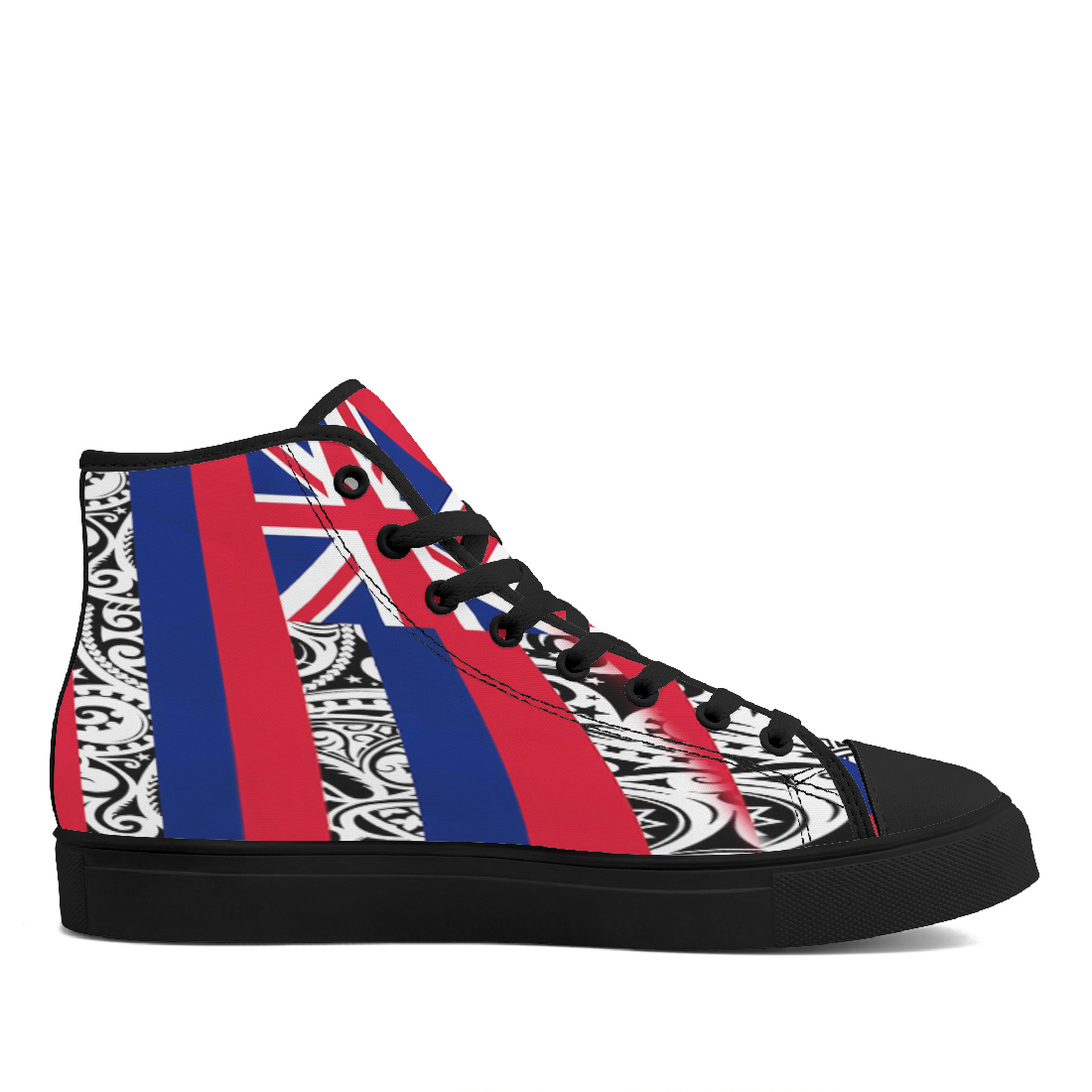 Polynesian Tribal Hawaii High Top Canvas Shoes Sneakers Black Size 7 ...