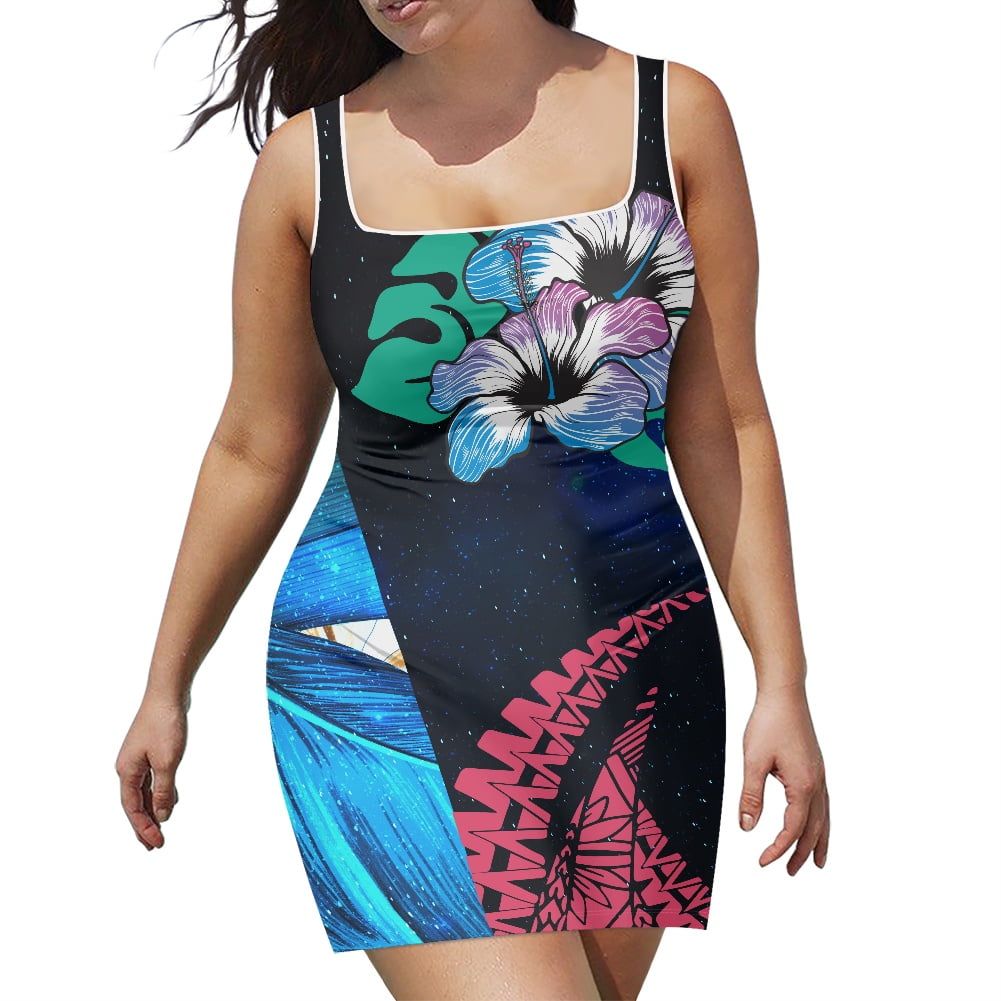 Polynesian Tribe Coconut Tree Printing Short Skirt Sexy Bag Hip Plus ...