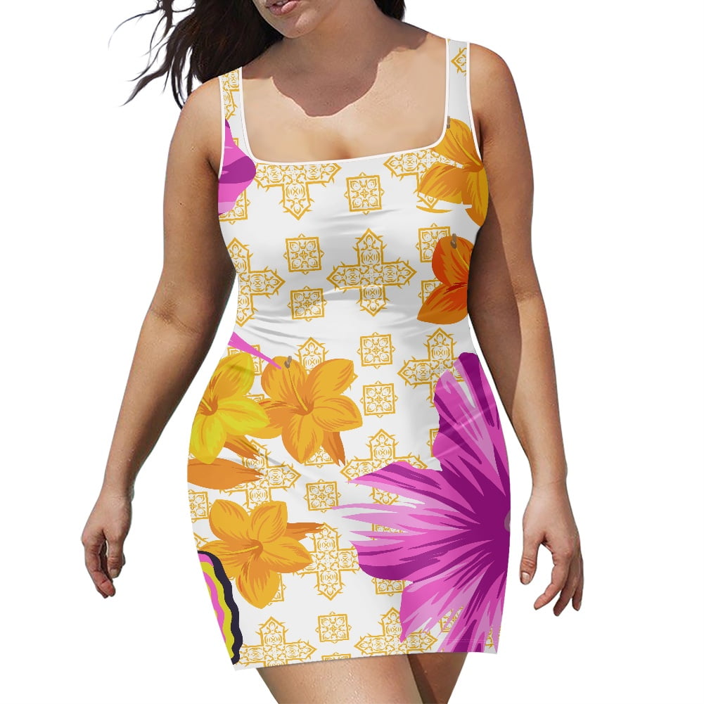 Polynesian Tribe Coconut Tree Printing Short Skirt Sexy Bag Hip Plus ...