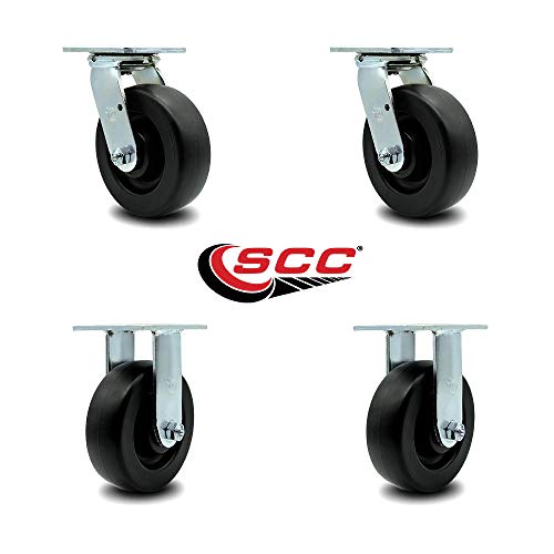Polyolefin Swivel Top Plate Casters Set of 4 Heavy Duty with 6 Inch ...