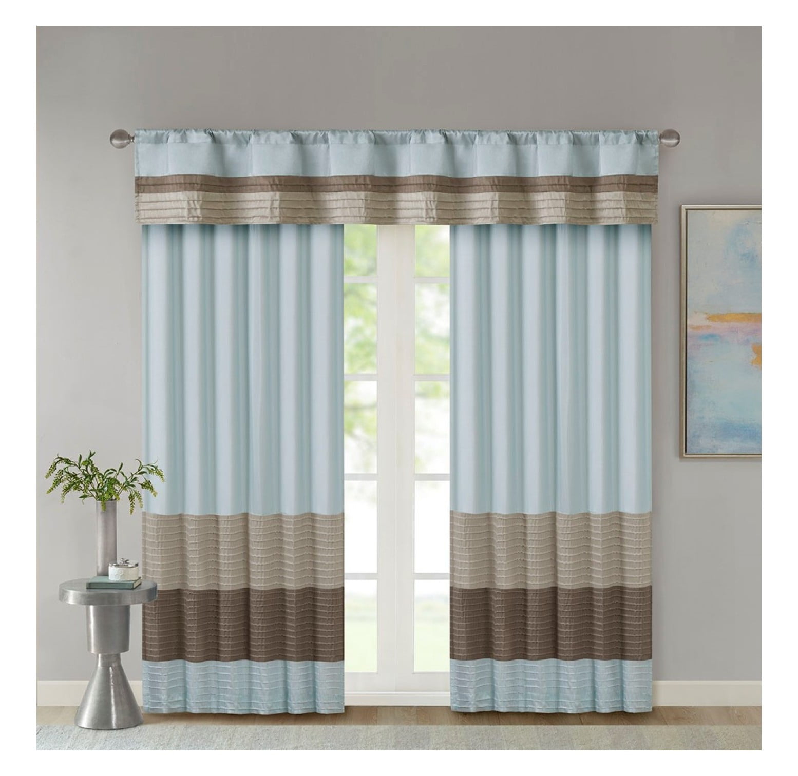Polyoni Pintuck Curtain Panel - 50x84 Inch Window Treatment - Modern ...