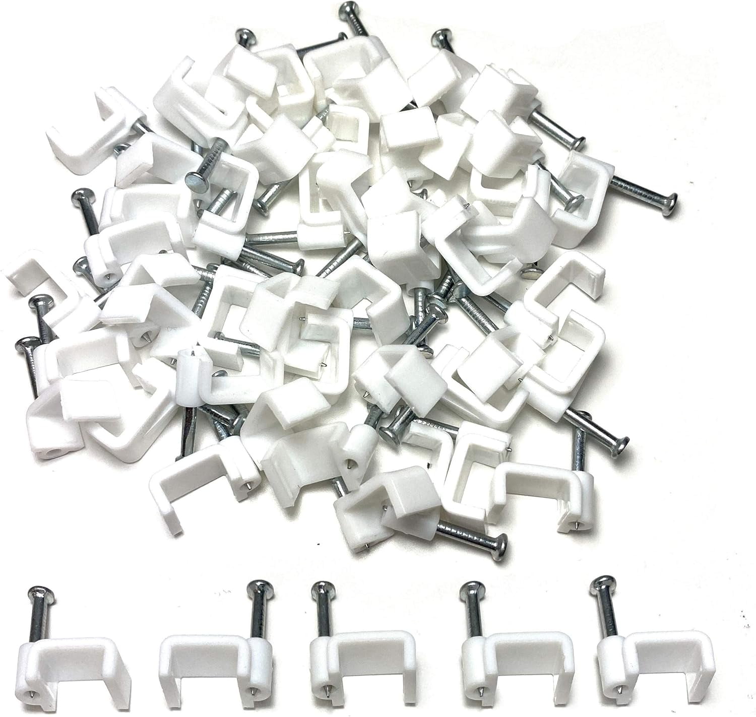 Polypropylene Clamps for Cable Management, Reusable Nail-in Cable Clips ...
