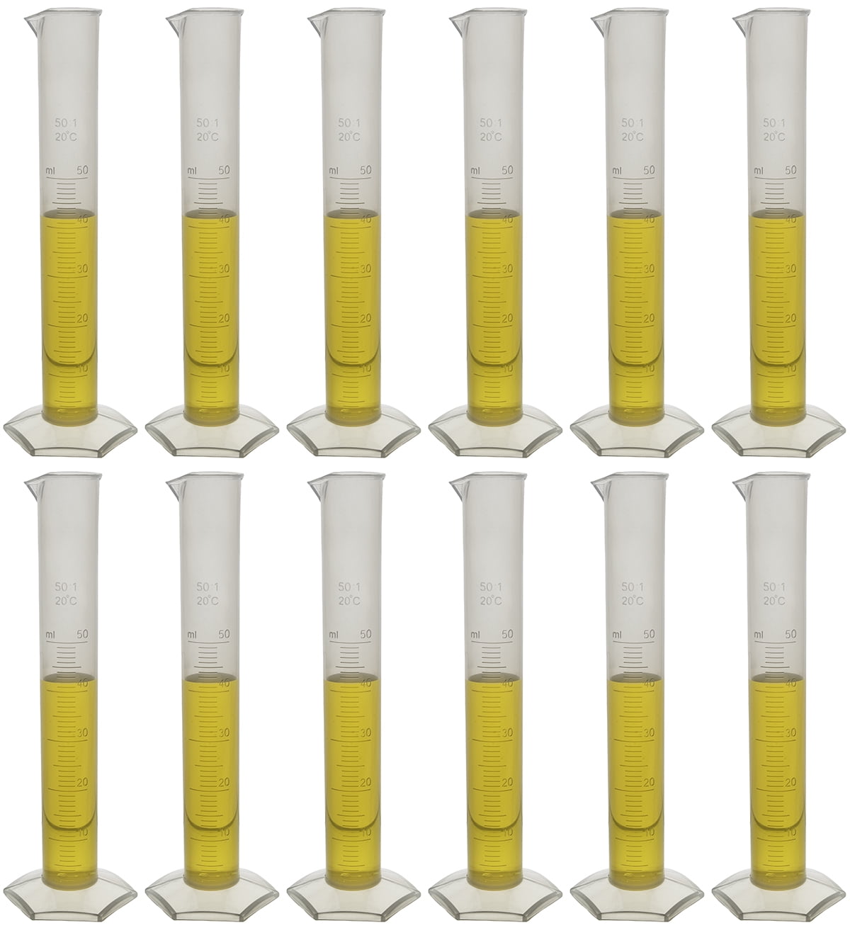 Polypropylene Graduated Cylinder, Octagonal Base, 50ml (Pack of 12 ...