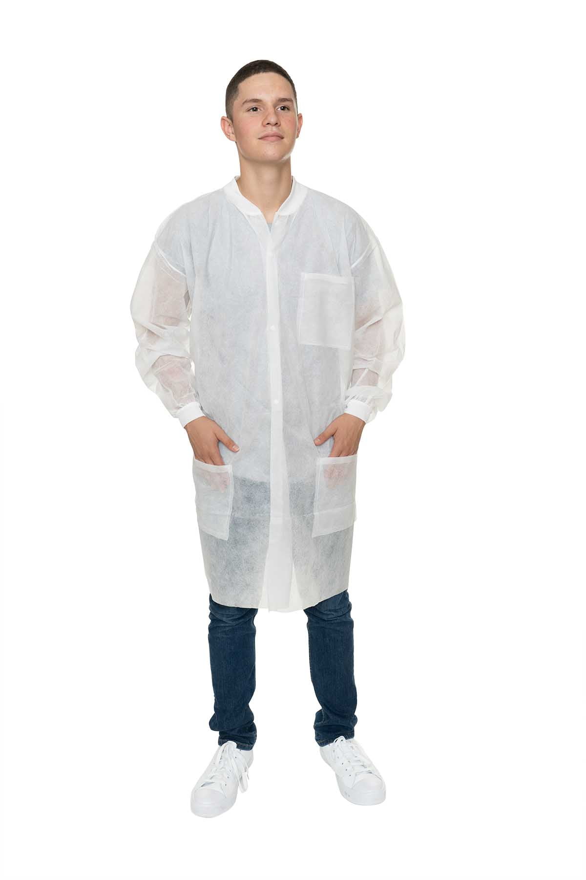 Polypropylene Lab Coat, Three Pockets, Knit Wrist & Collar - Walmart.com
