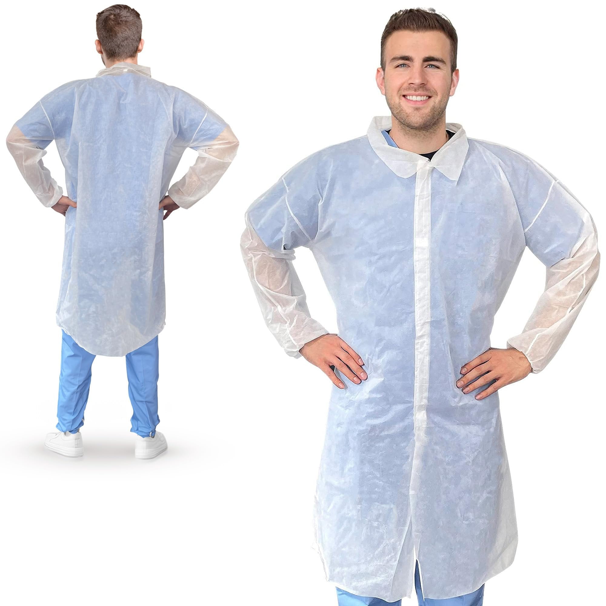 Polypropylene Lab Coats XXXL, White Disposable Lab Coats for Adults 100 ...