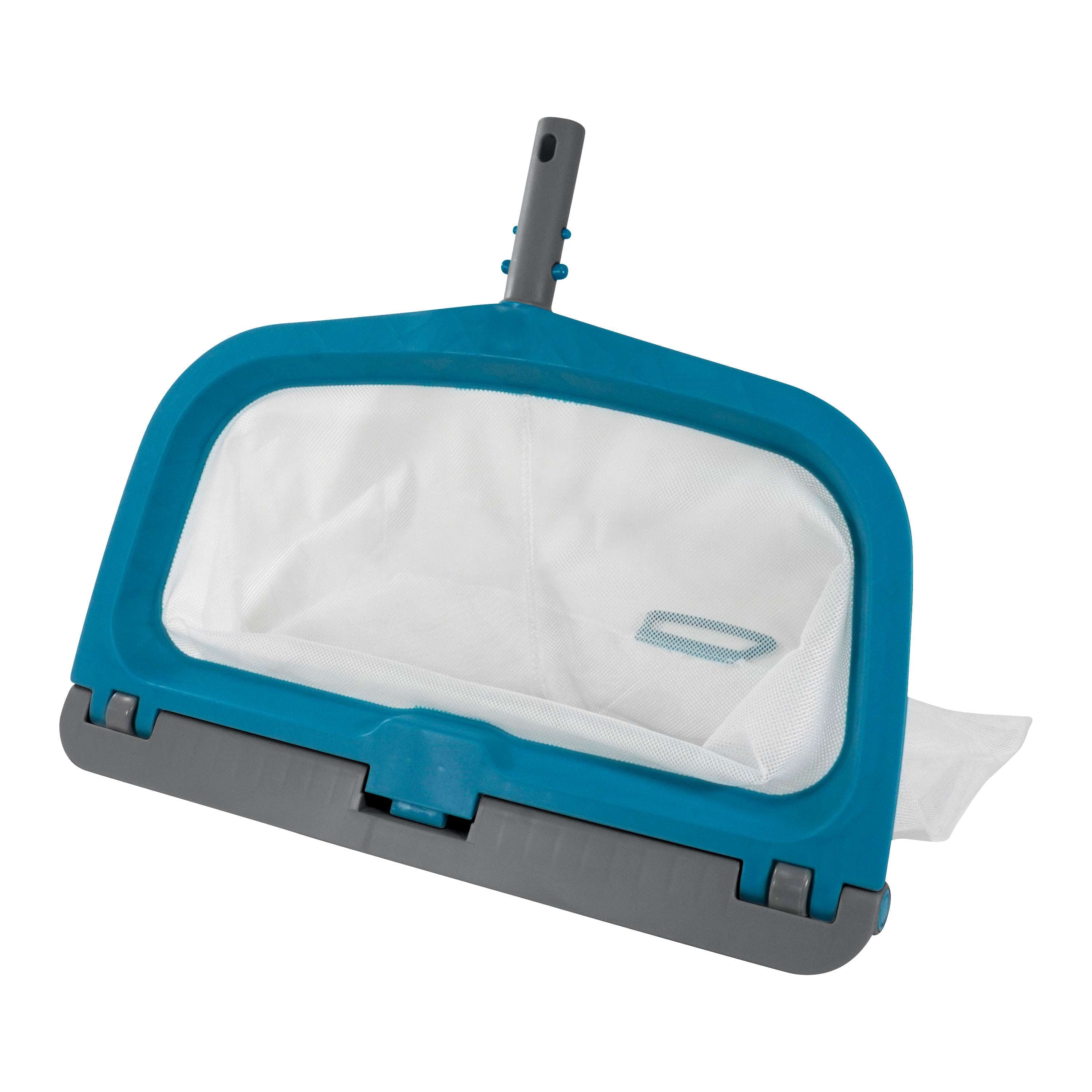 Polypropylene Pool Leaf Rake with Easy-Roll Wheels in Teal & Grey- 20 ...