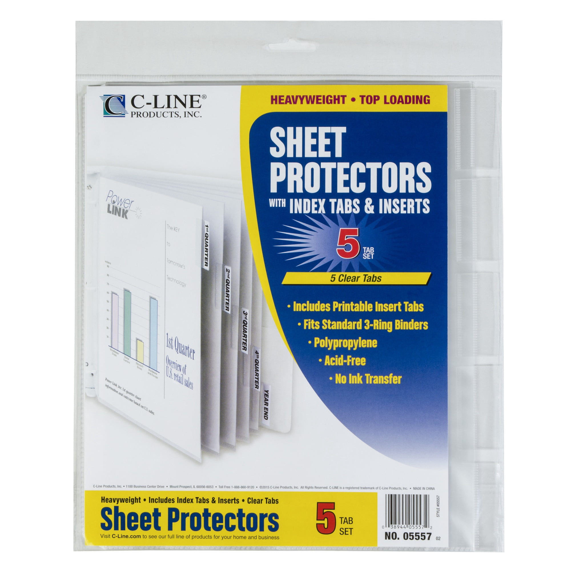 Polypropylene Sheet Protector with Index Tabs, Clear Tabs, 11 x 8 1/2 ...