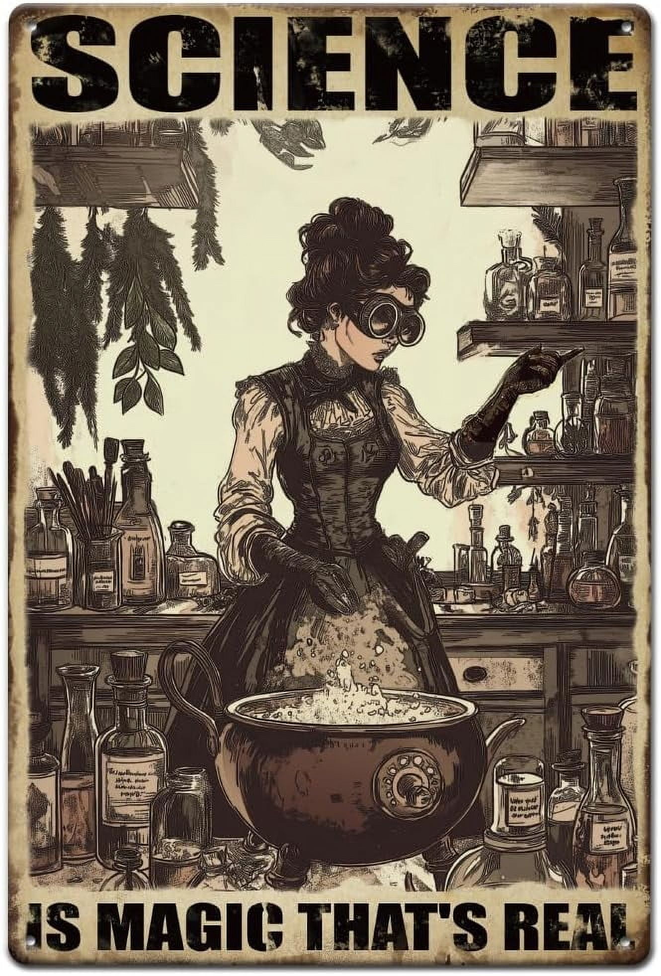 Polytechnic Girl Tin Sign Science is Magic Metal Tin Sign Experimental ...