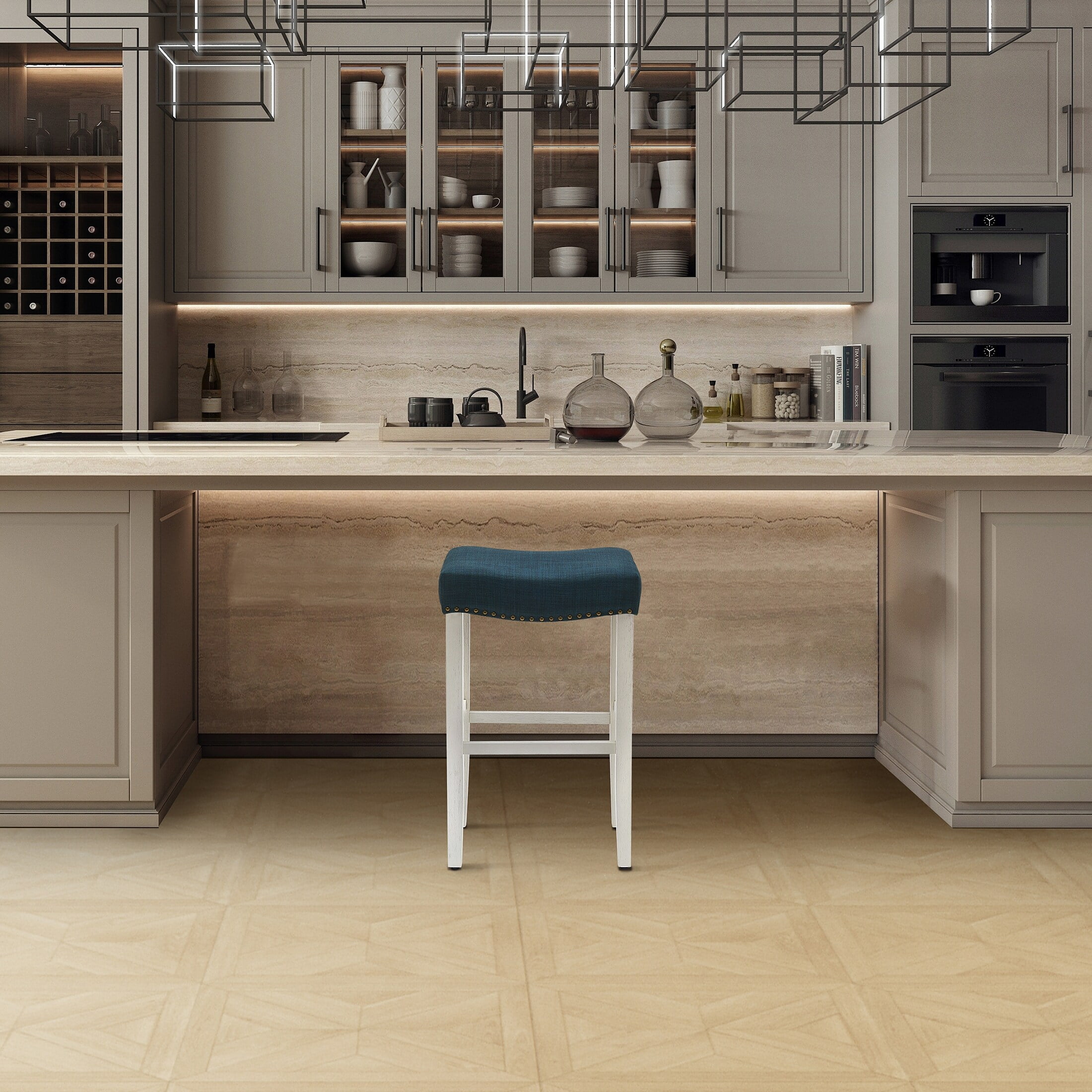 Polytrends Jameson Upholstered Polyester 29" Bar Stool - Saddle Seat ...