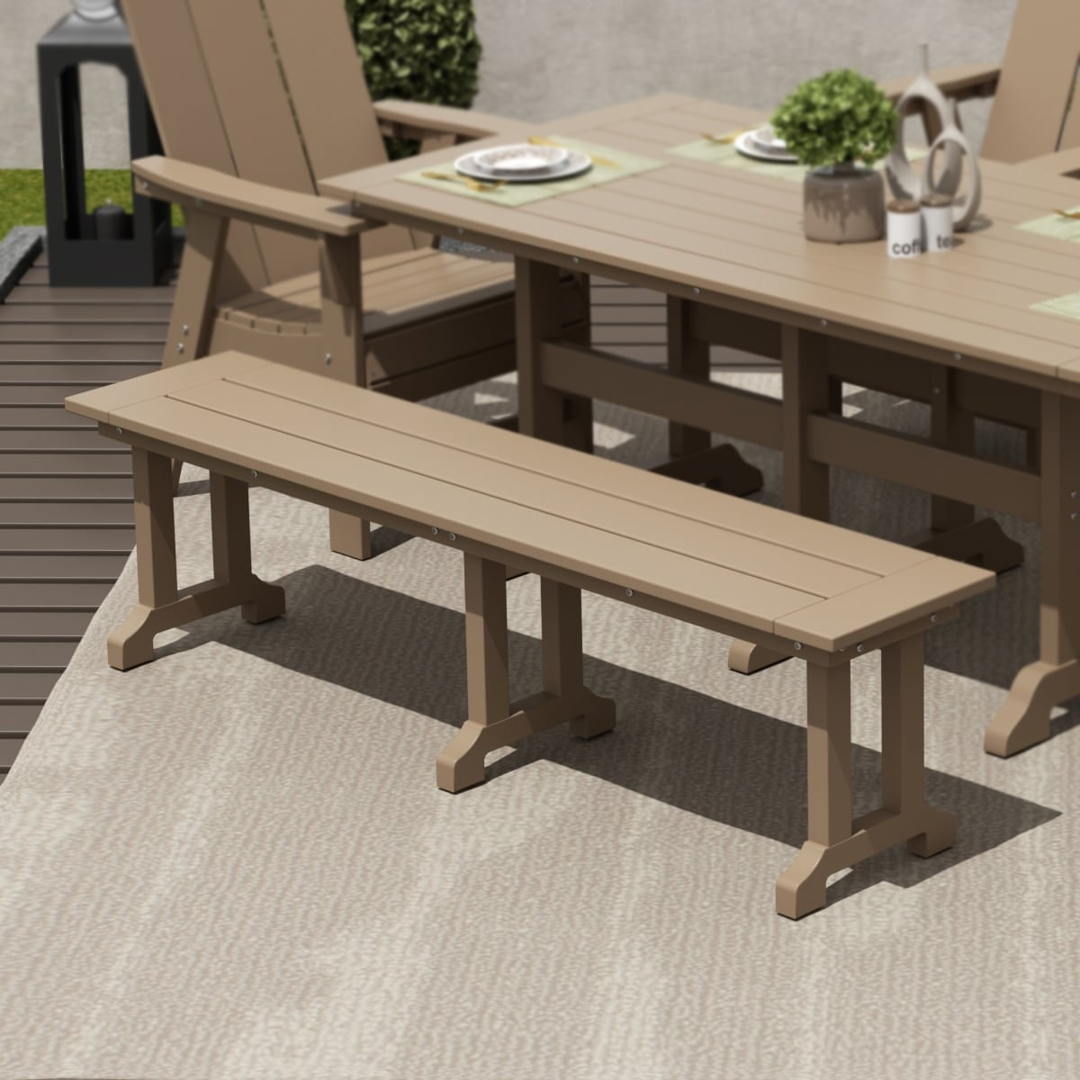 Polytrends Laguna Hdpe All Weather Outdoor Patio 65" Bench Weathered Wood