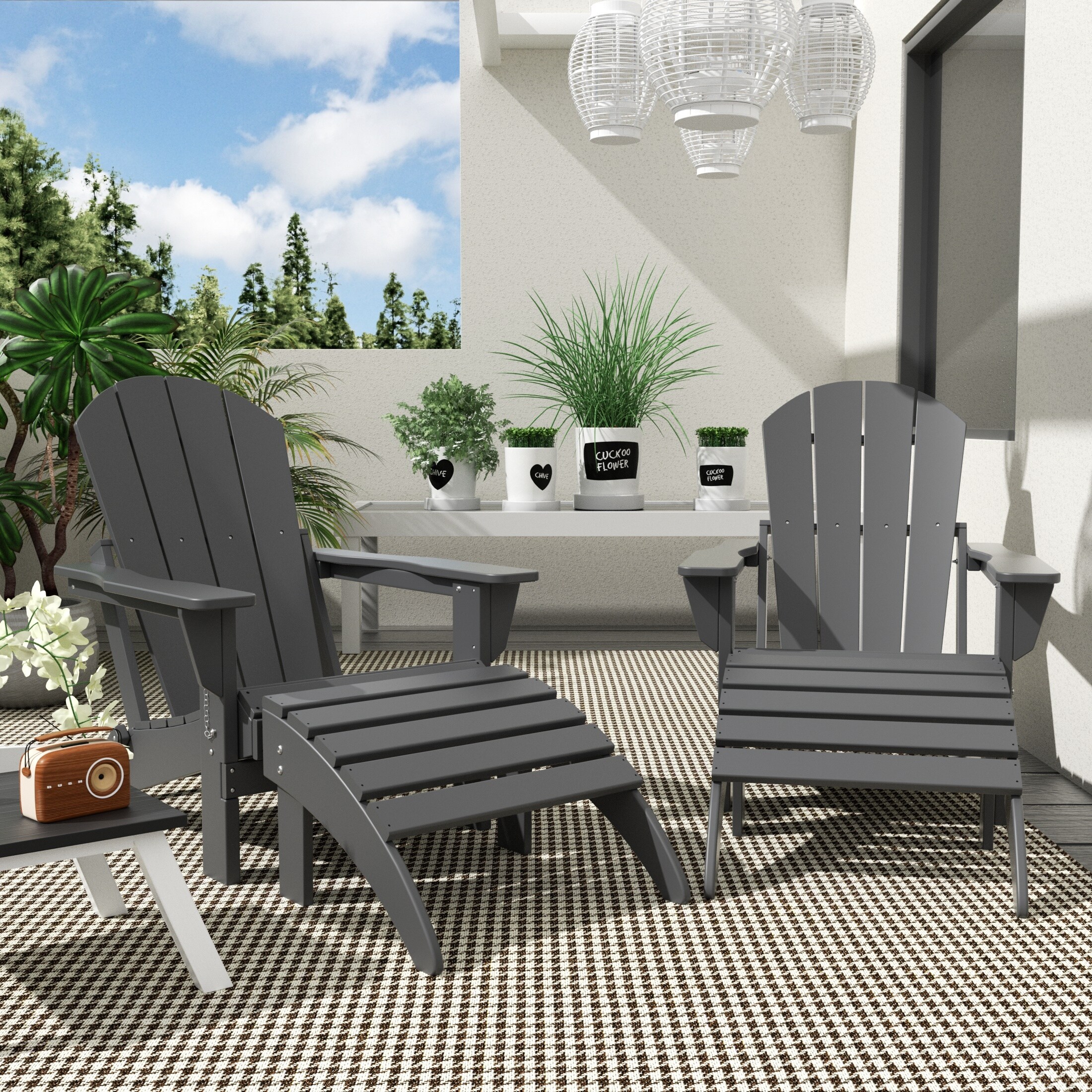 Polytrends Laguna All Weather Poly Outdoor Patio Adirondack Chair Conversation Set - (4-Piece ...