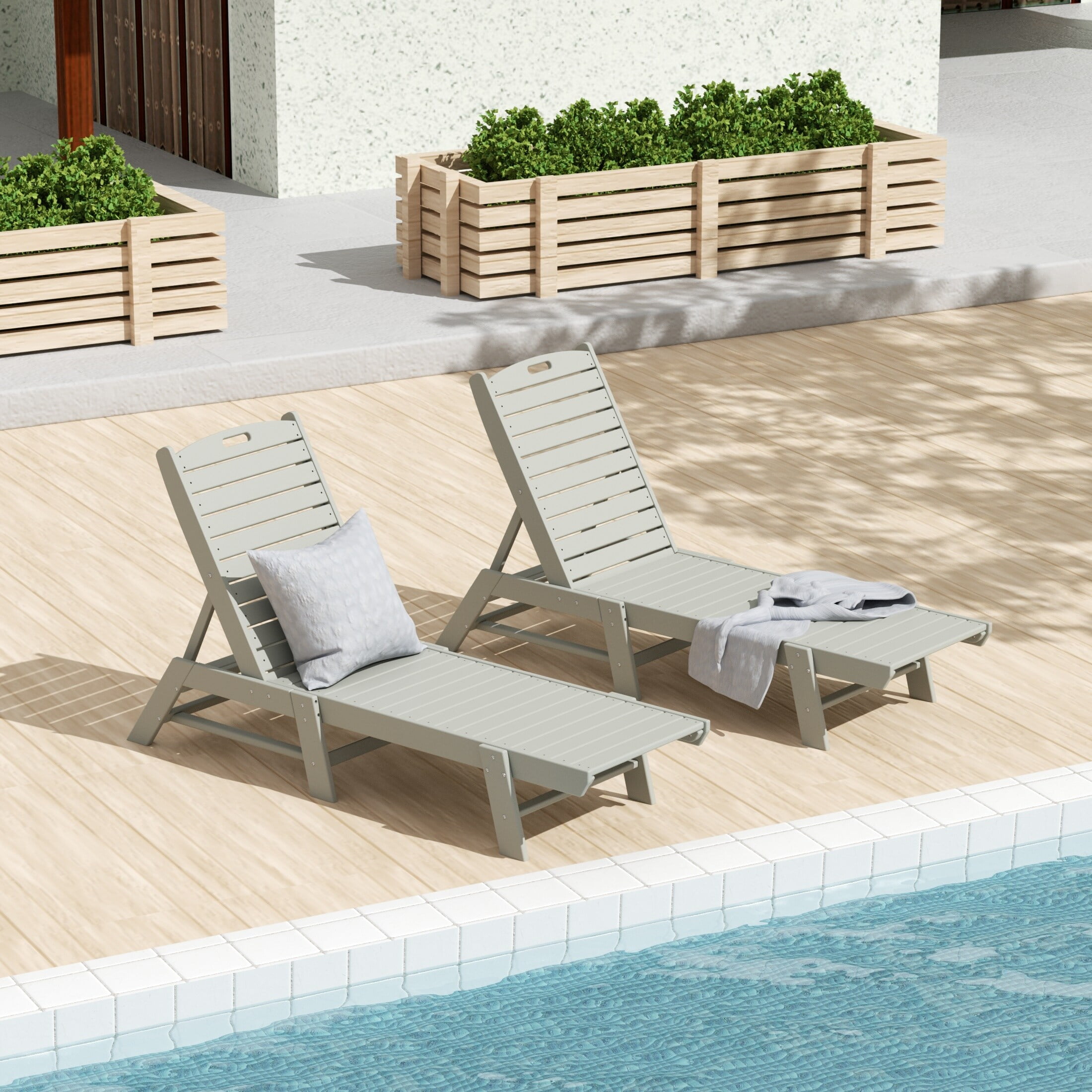 Polytrends Laguna All Weather Poly Pool Outdoor Chaise Lounge - Armless ...