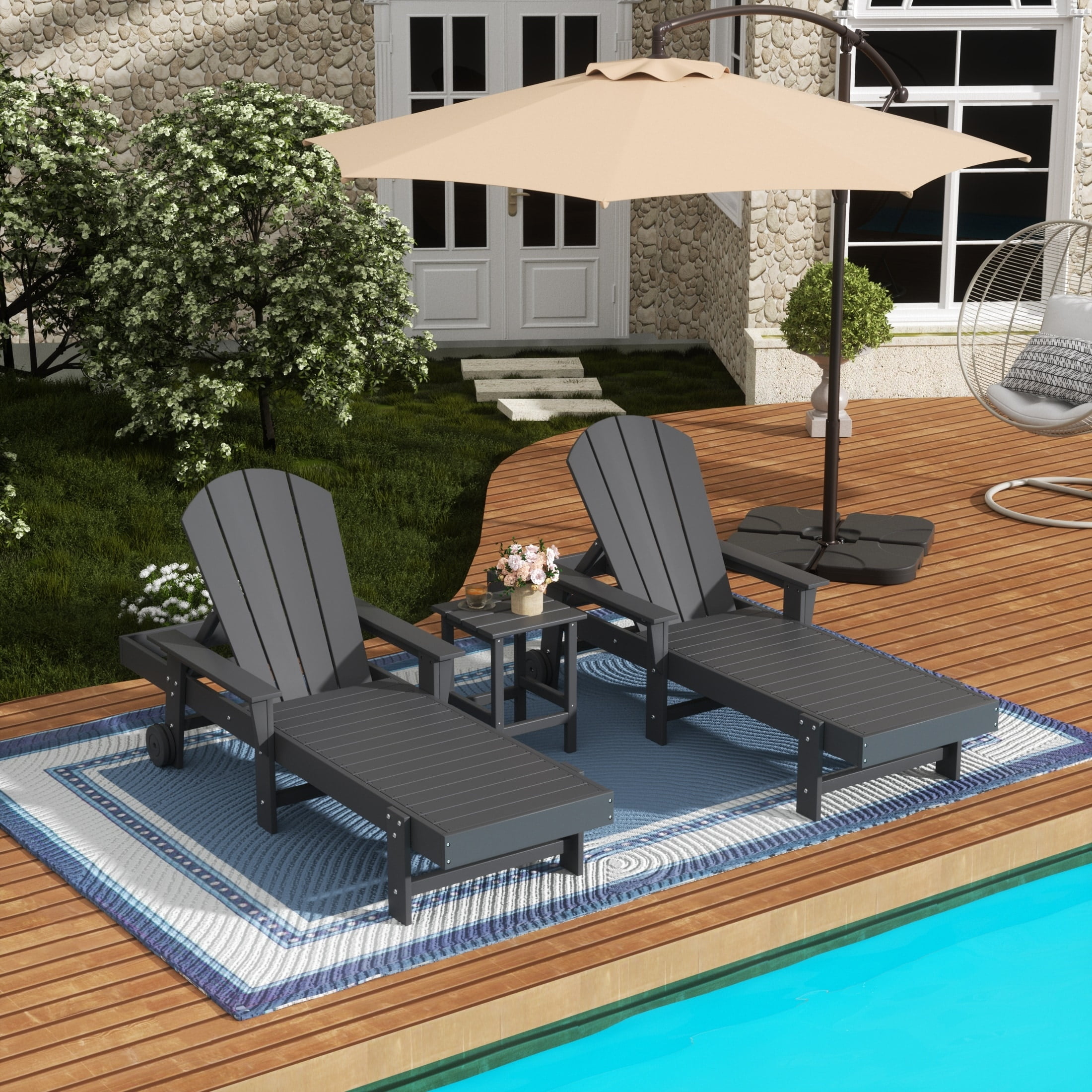 Polytrends Laguna Hdpe All Weather Outdoor Patio Pool Reclining Chaise ...