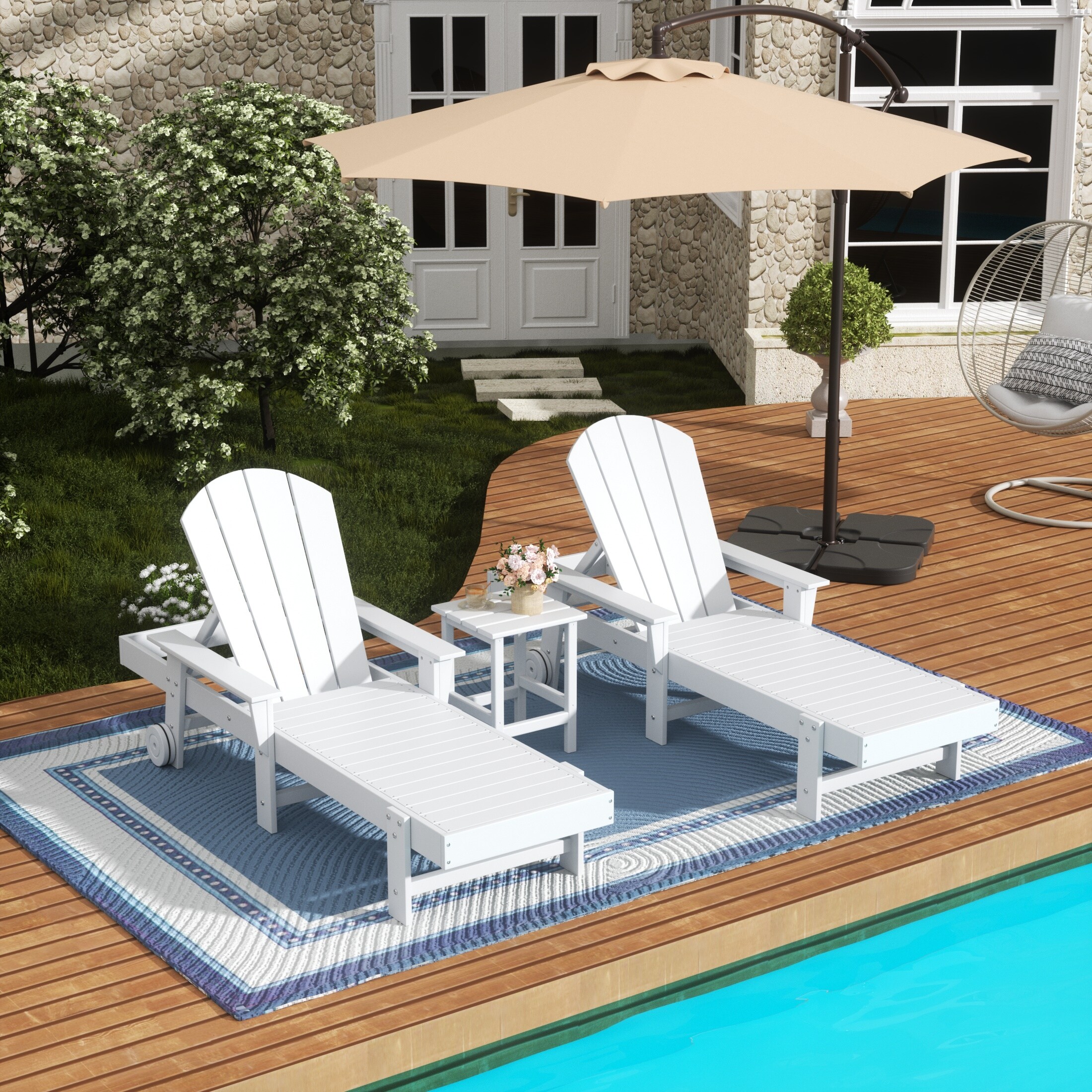 Polytrends Laguna All Weather Poly Pool Outdoor Chaise Lounge Set ...