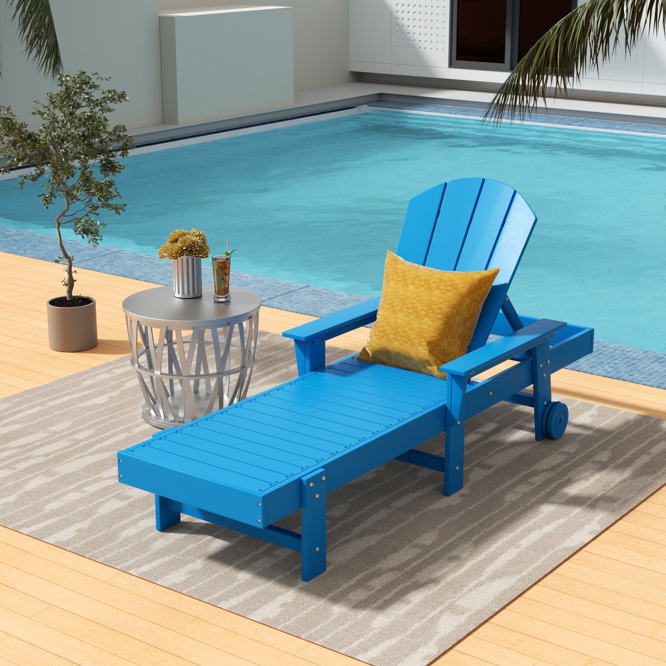 Polytrends Laguna All Weather Poly Pool Outdoor Chaise Lounge - with ...