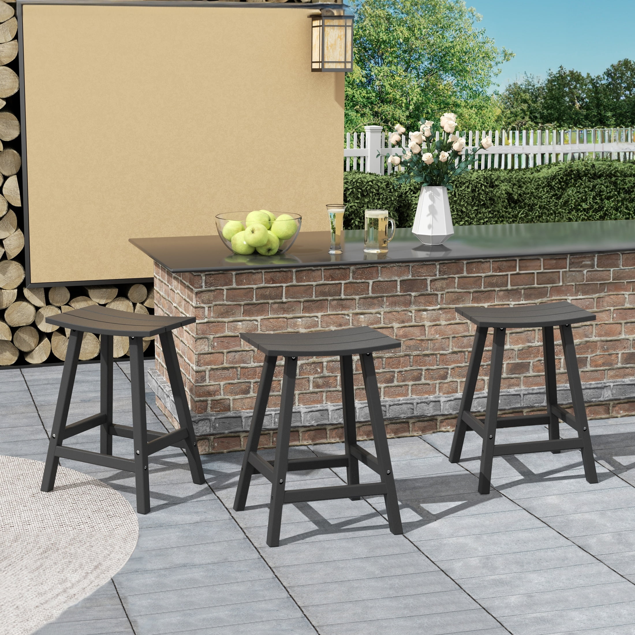 Polytrends Laguna Hdpe All Weather Outdoor Patio 24" Saddle Seat ...