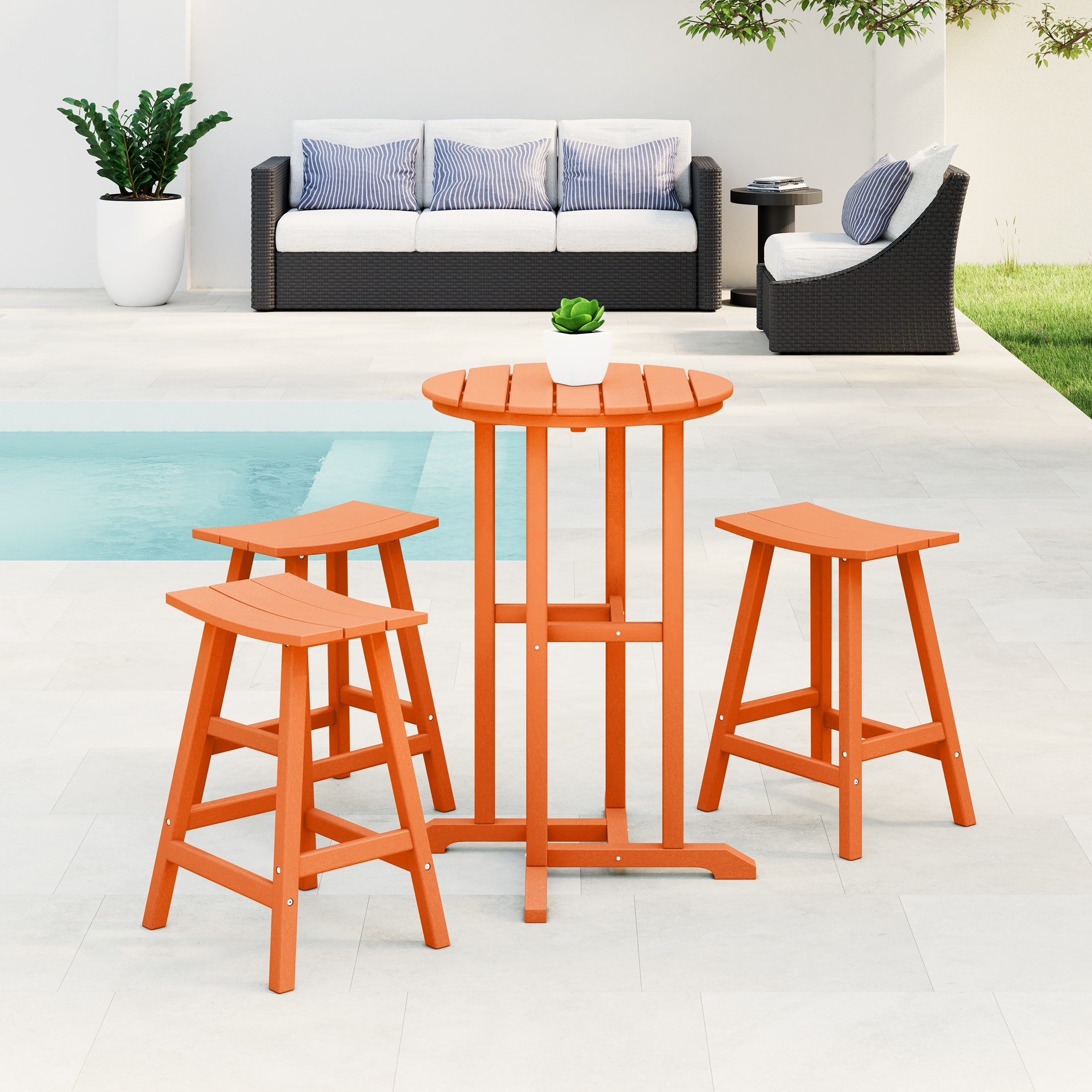 Polytrends Laguna Hdpe All Weather Outdoor Patio Bistro Counter Set (4 ...