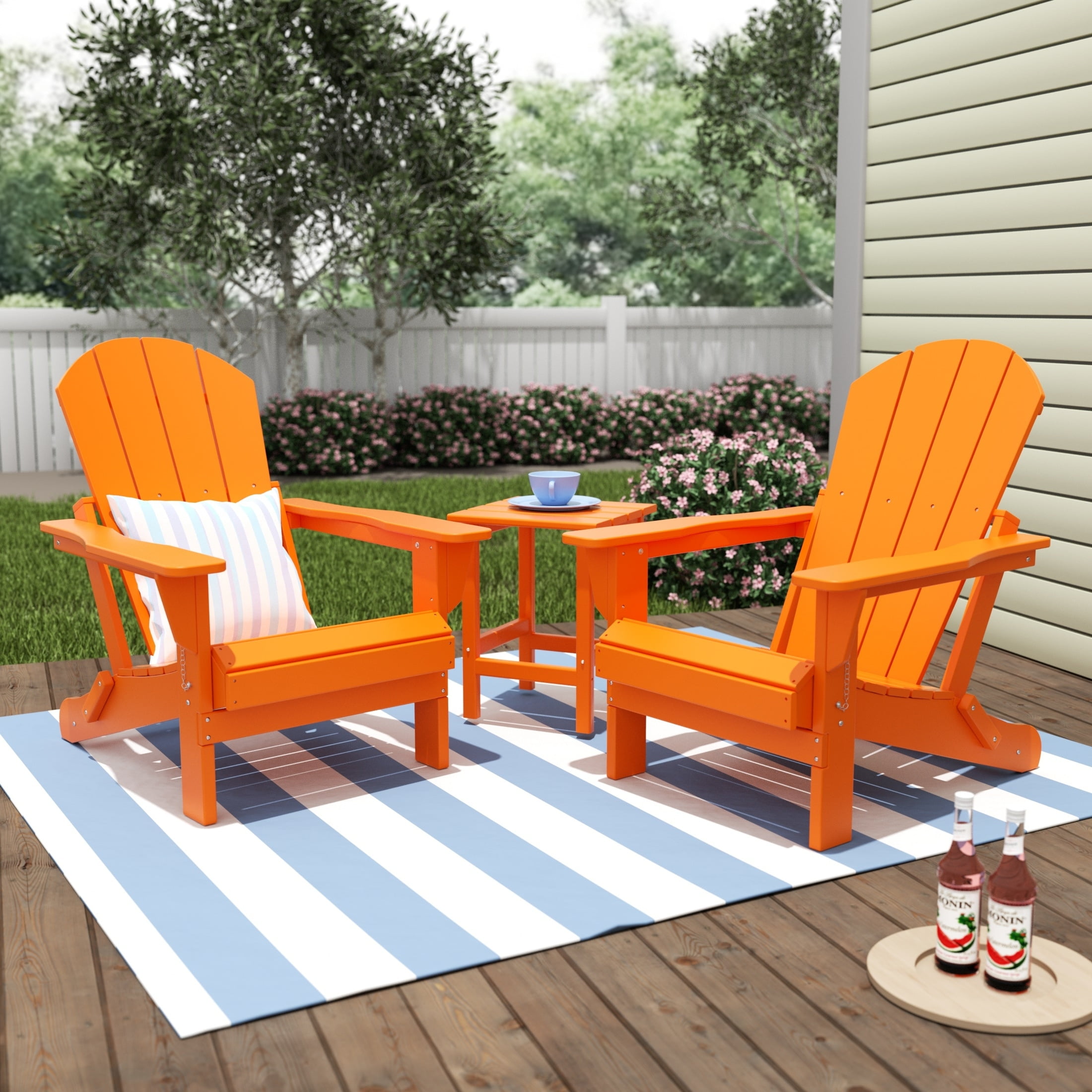 Polytrends Laguna Hdpe All Weather Outdoor Patio Foldable Adirondack ...