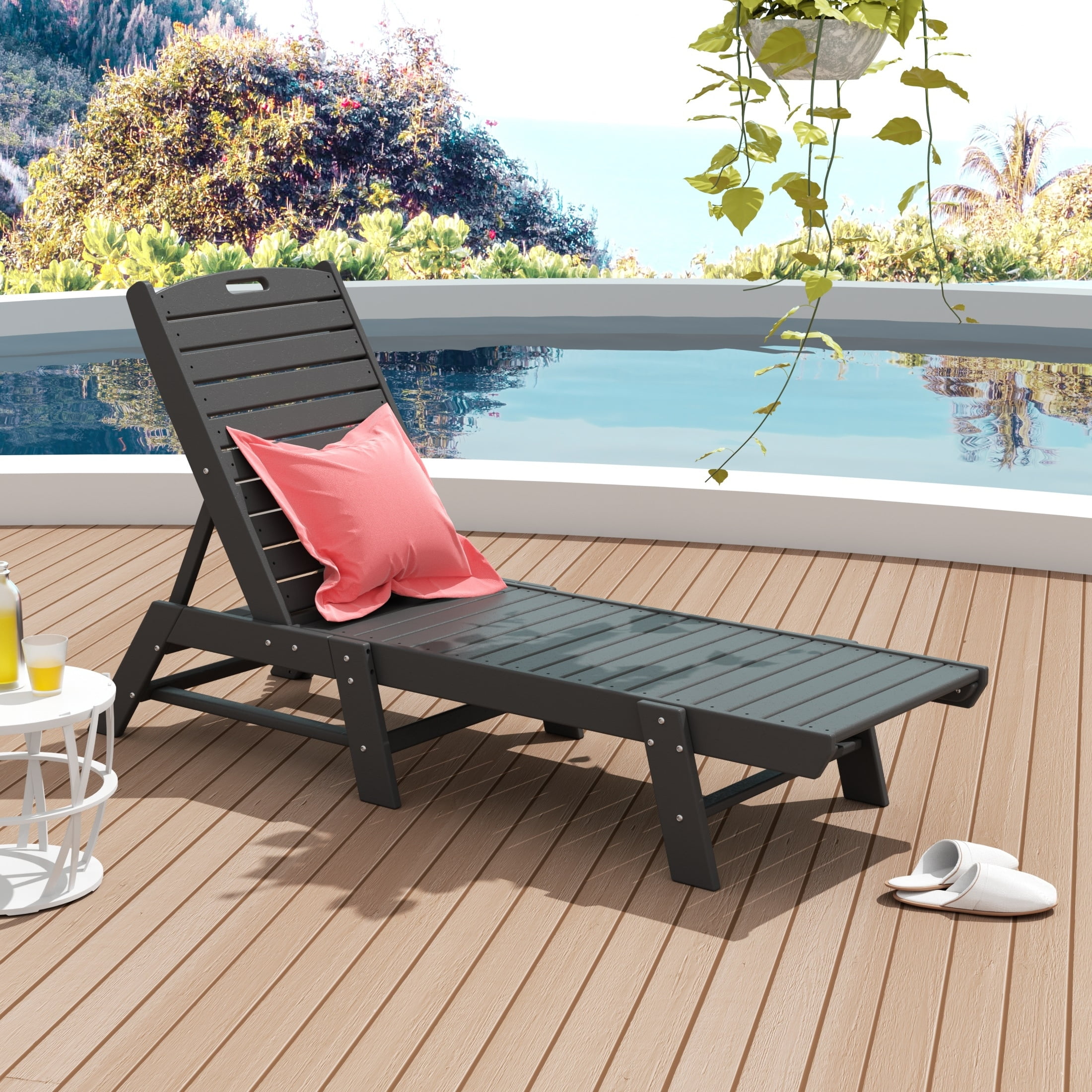 Polytrends Laguna Outdoor Patio Plastic Chaise Lounger - All Weather ...