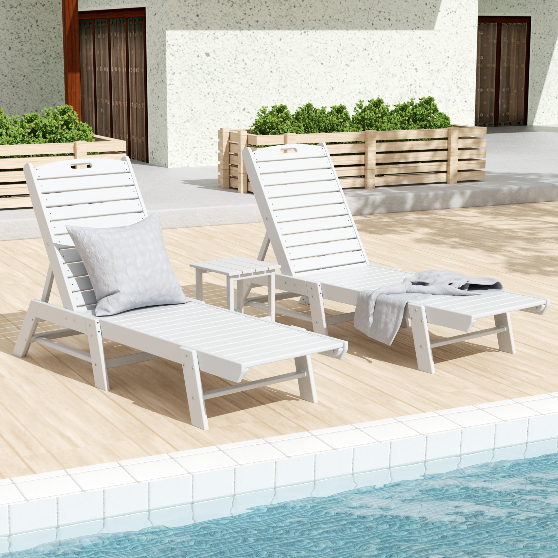 Polytrends Laguna Hdpe All Weather Outdoor Patio Pool Reclining Armless ...