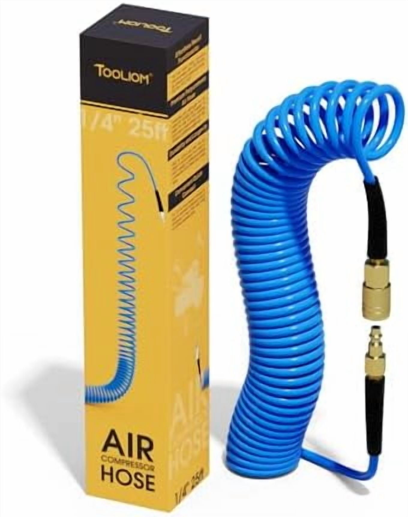 Polyurethane Recoil Air Hose，1/4 in x 25 ft Air Compressor Hose with ...