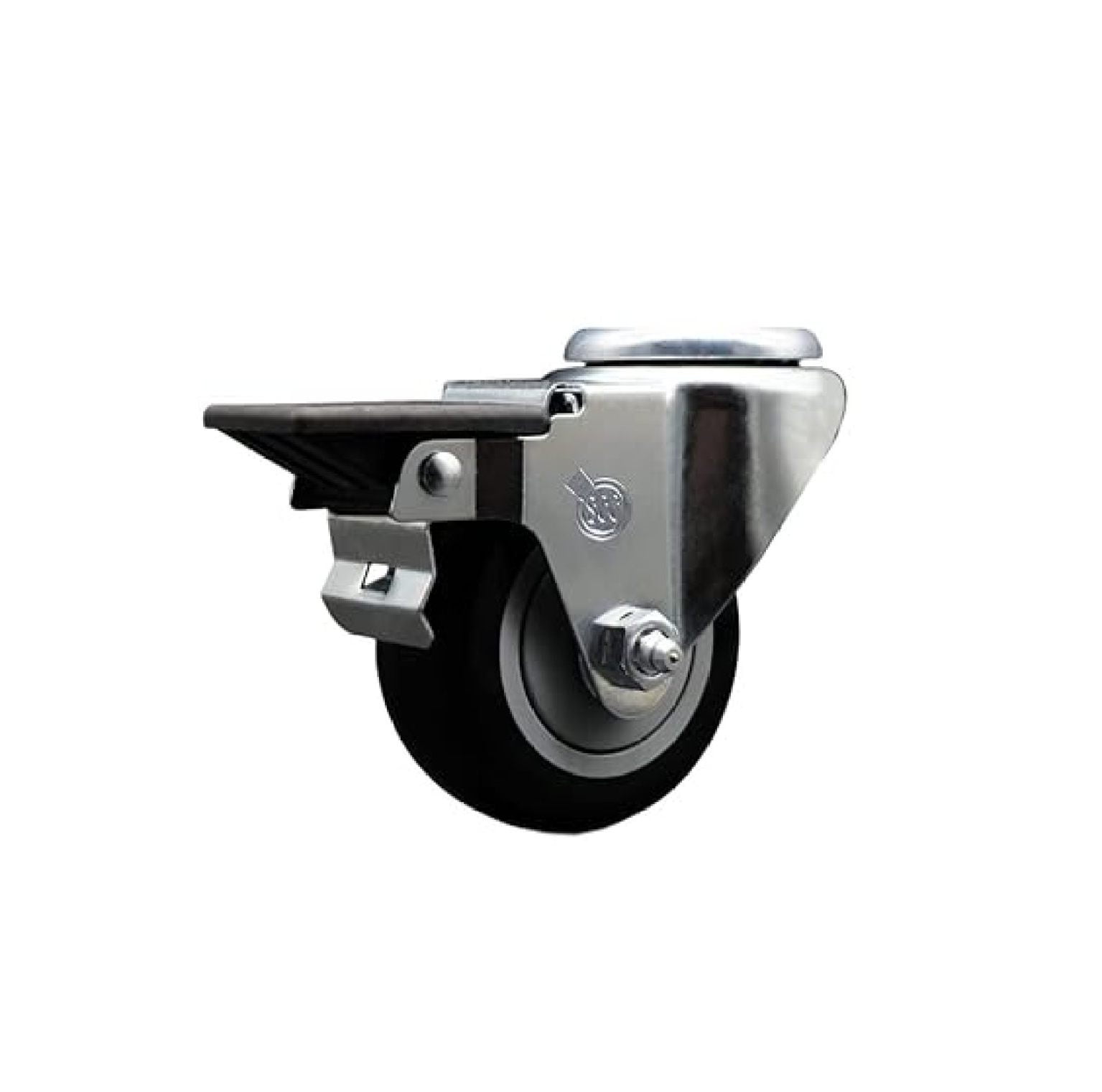 Polyurethane Swivel Bolt Hole Caster w/3" x 1.25" Black Wheel & Posi ...