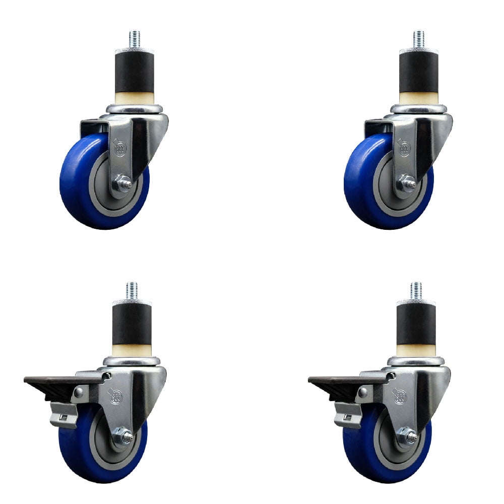 Polyurethane Swivel Expanding Stem Caster Set of 4 with 3.5 Inch Blue ...