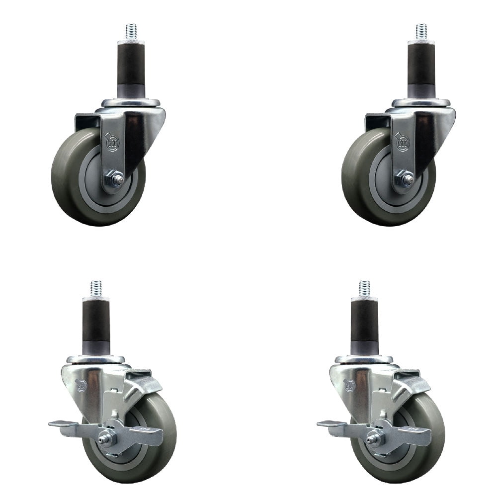 Polyurethane Swivel Expanding Stem Caster Set of 4 with 3.5 Inch Gray ...