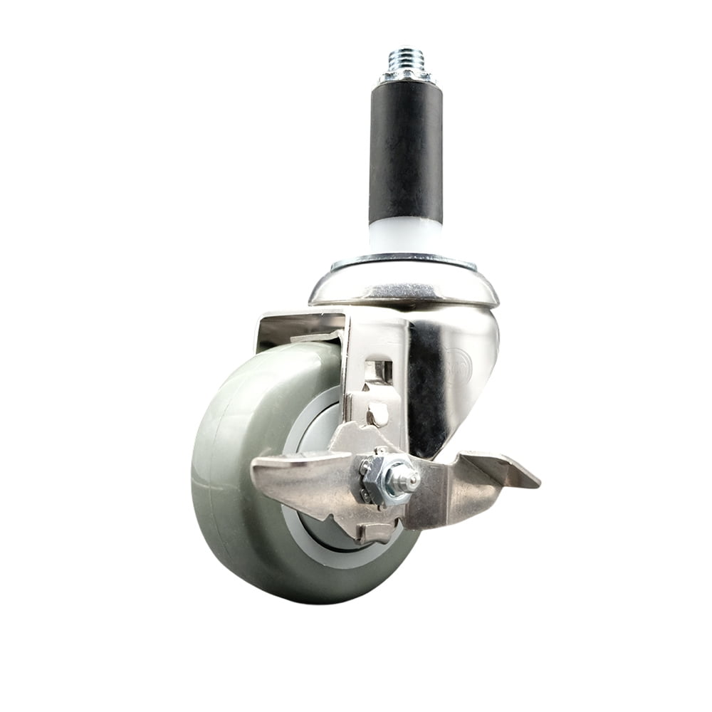 3.5 Inch 316SS Gray Polyurethane Swivel 1 Inch Expanding Stem Caster ...