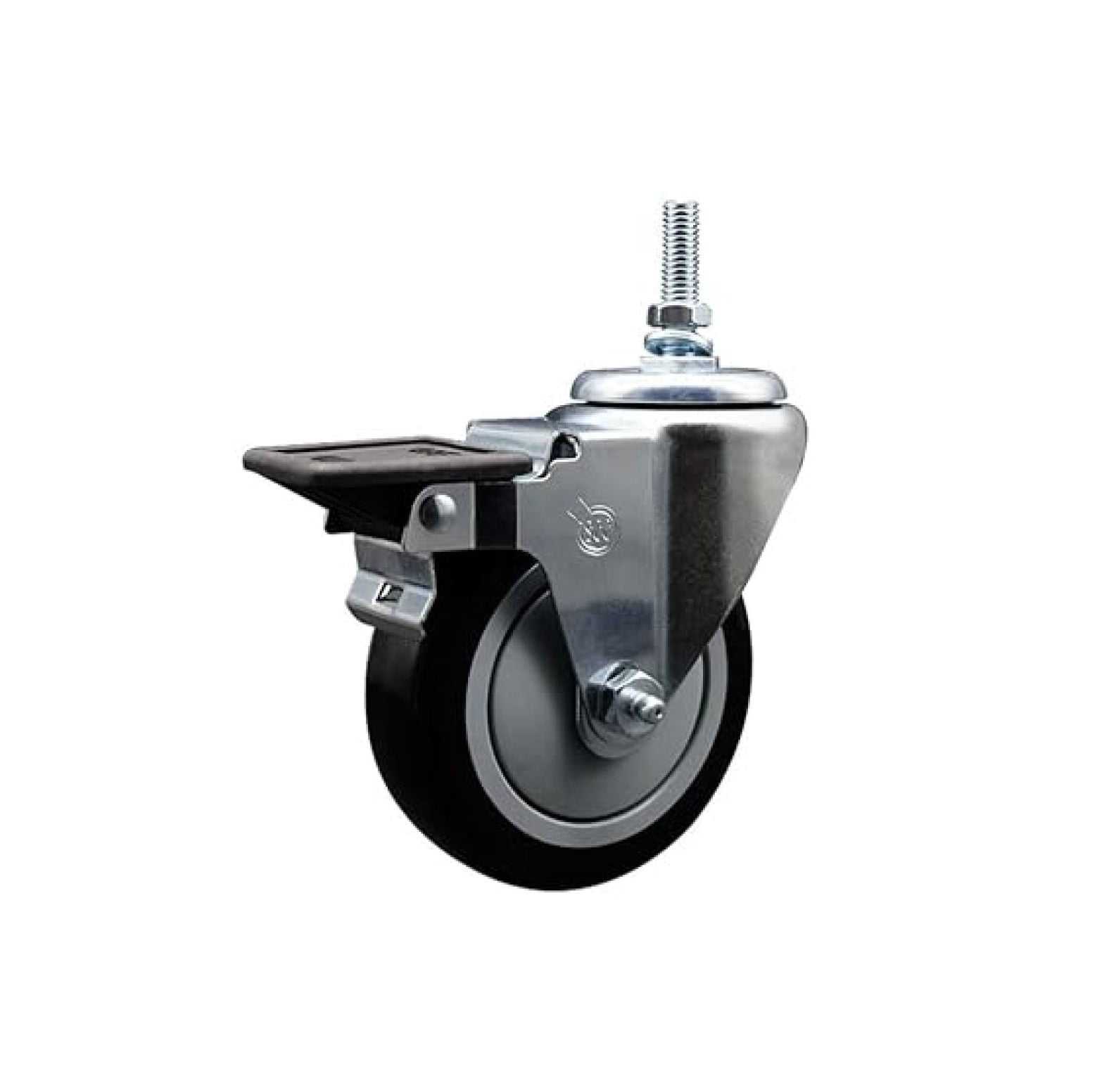 Polyurethane Swivel Threaded Stem Caster w/4" x 1.25" Black Wheel and 3 ...