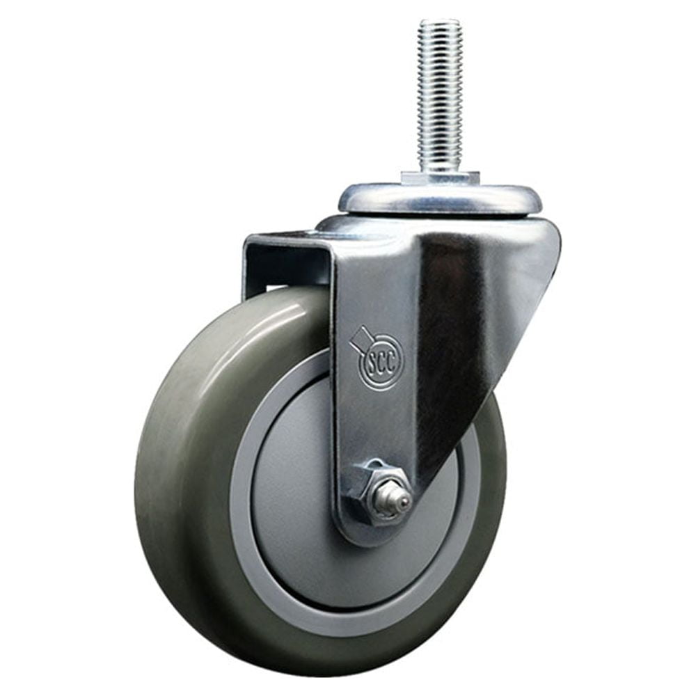 4 Inch Gray Poly Wheel Swivel 5/8 Inch Threaded Stem Caster Service ...