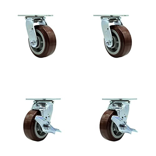 Polyurethane Swivel Top Plate Casters Set of 4 Heavy Duty with 4 Inch ...