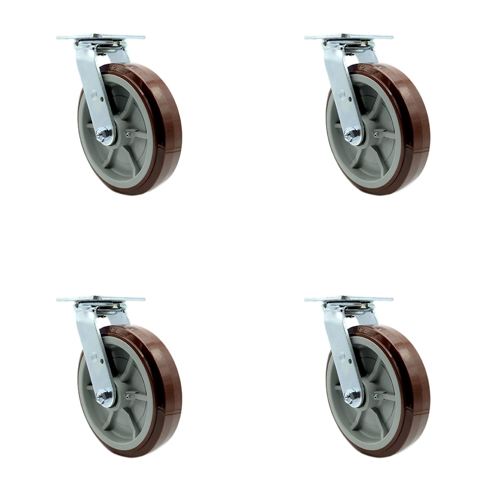 8 Inch Polyurethane Wheel Swivel Caster Set with Roller Bearing Service ...