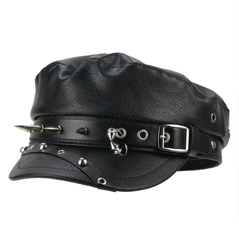 Polyurethane Women's Beret with Punk Rivet Design for Music Festivals ...