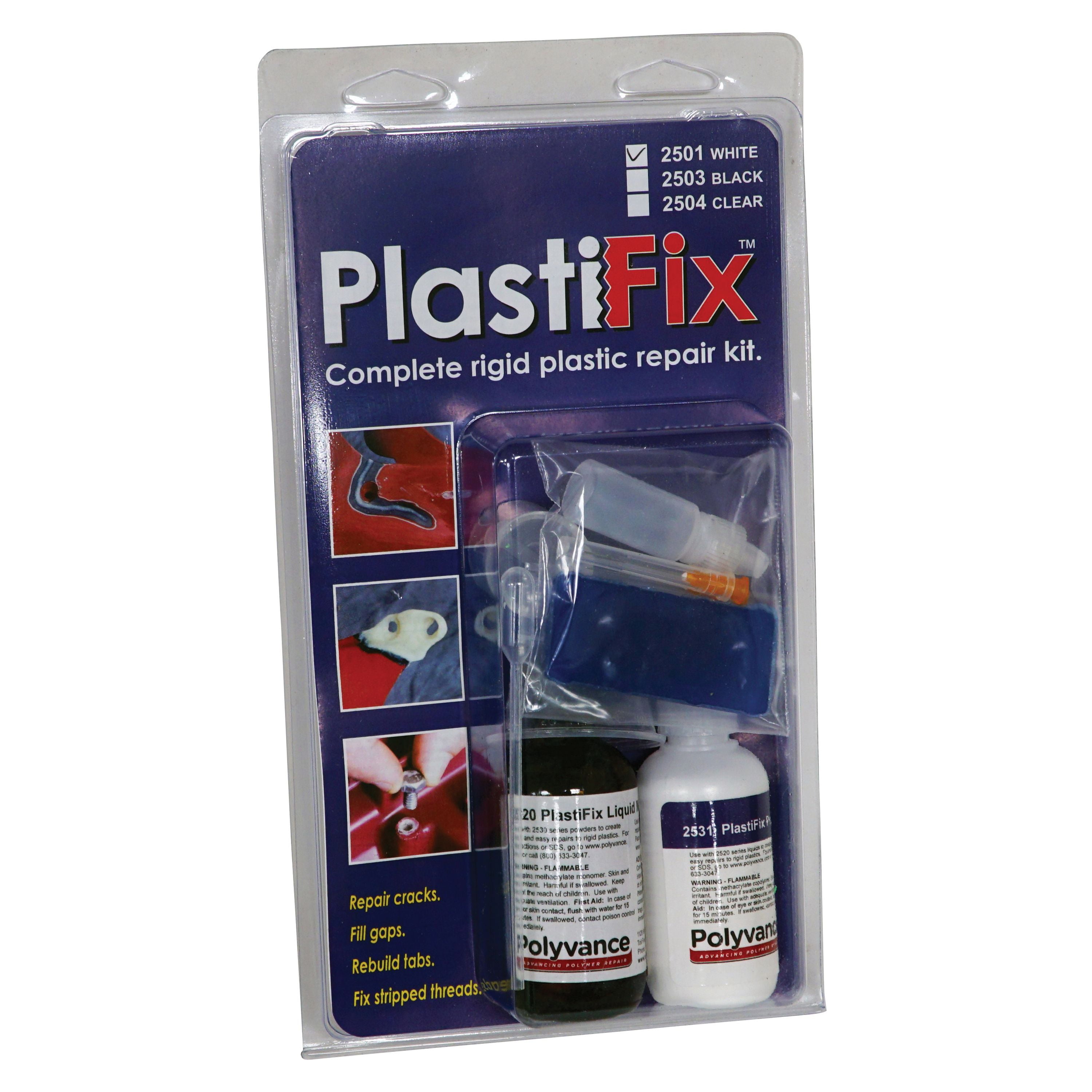 Polyvance 2504 PlastiFix Kit Clear Rigid Plastic Repair Kit with 8 ...