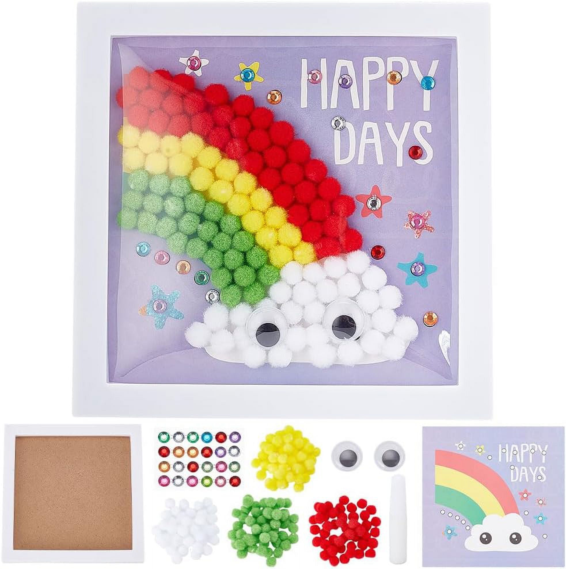 Pom Pom Painting Art Kit Rainbow Painting Sticky Wall Art includes ...