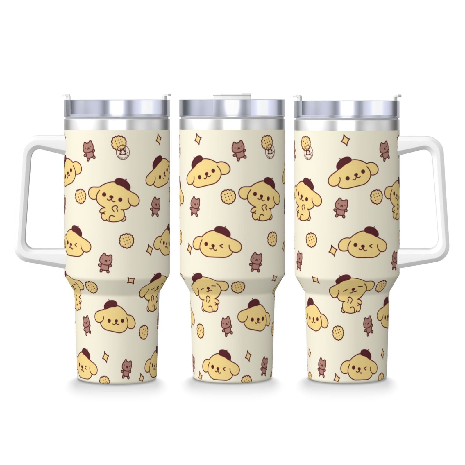 Pom Pom Purin 40 OZ Ice Bully Cup with Handle Straw Lid, Double Wall ...