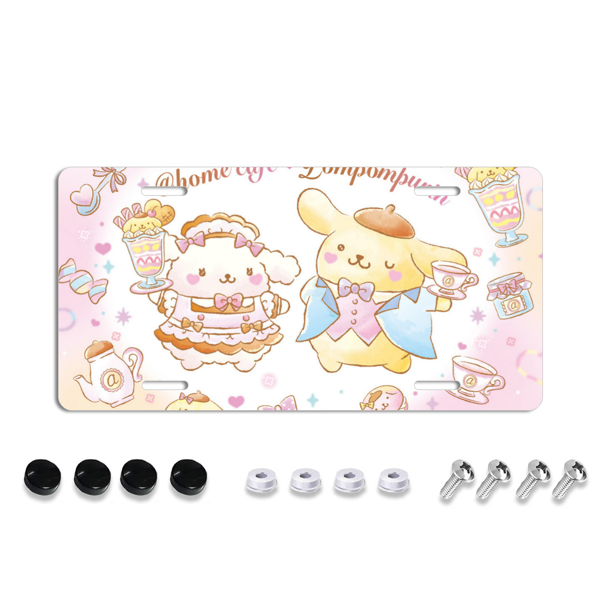 Pom Pom Purin Cartoon license plate cover, flat license plate protector ...