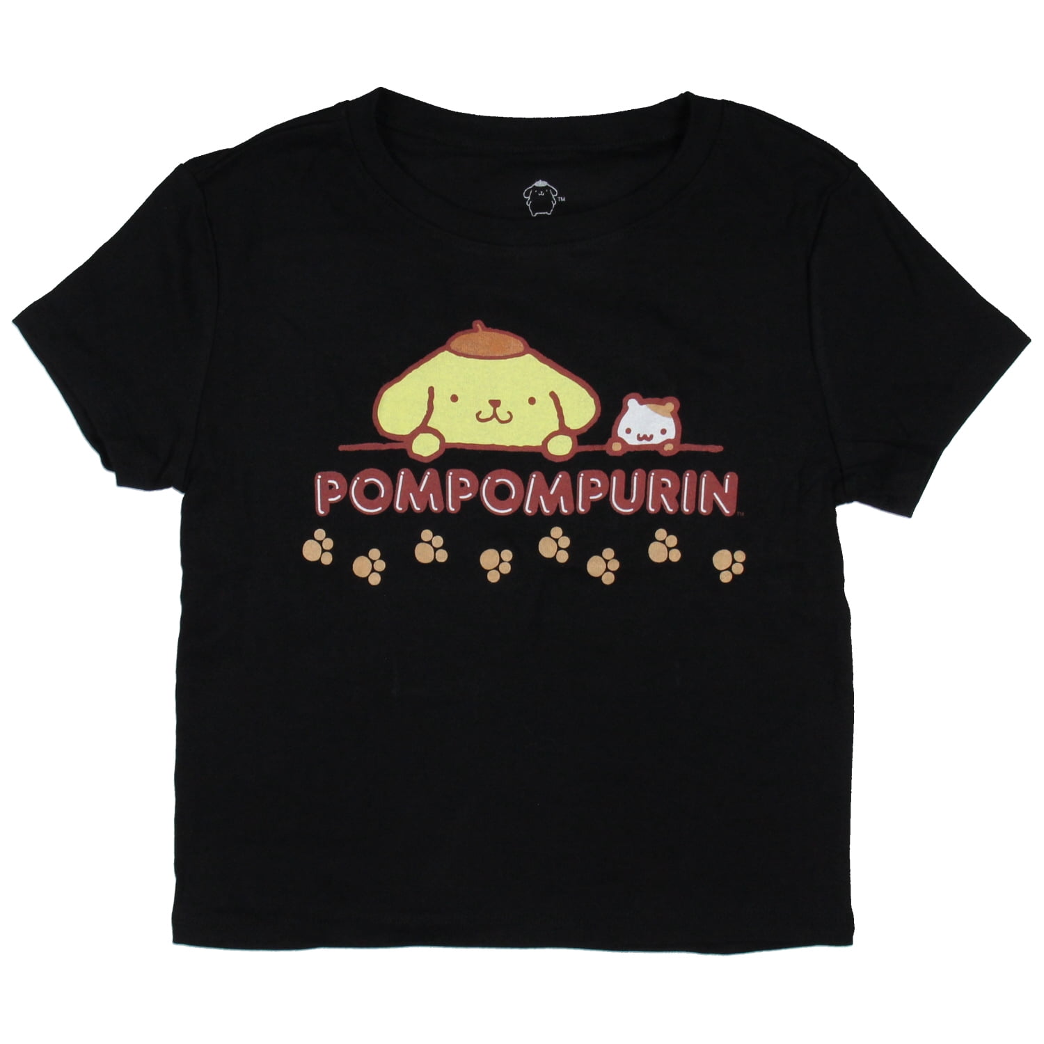 Pom Pom Purin Womens Pom & Muffin Pawprints Adult Baby Crop T-Shirt ...