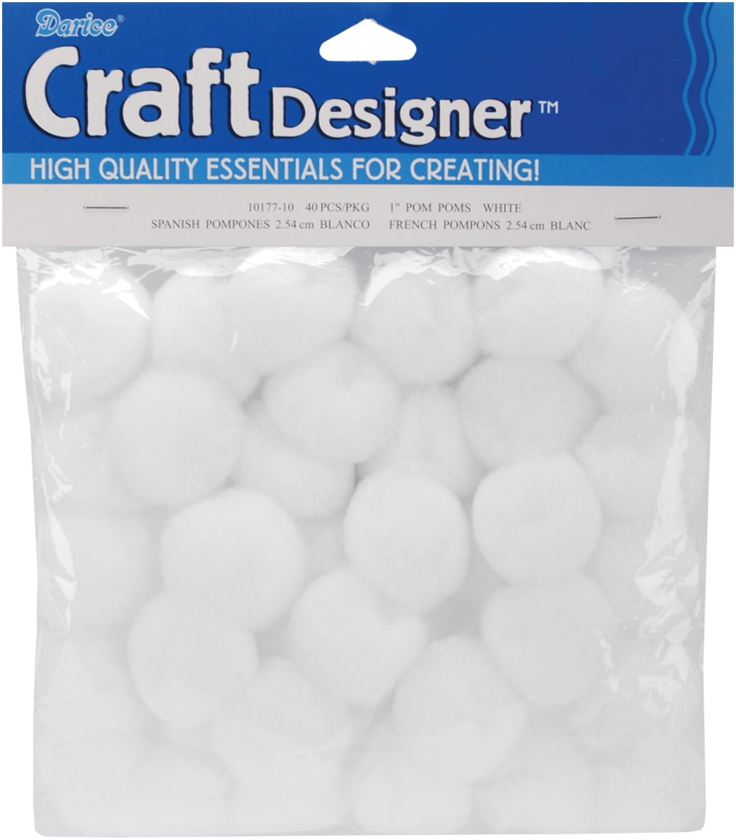 Pom-Poms 1" 40/Pkg-White, Pk 6, Darice - Walmart.com