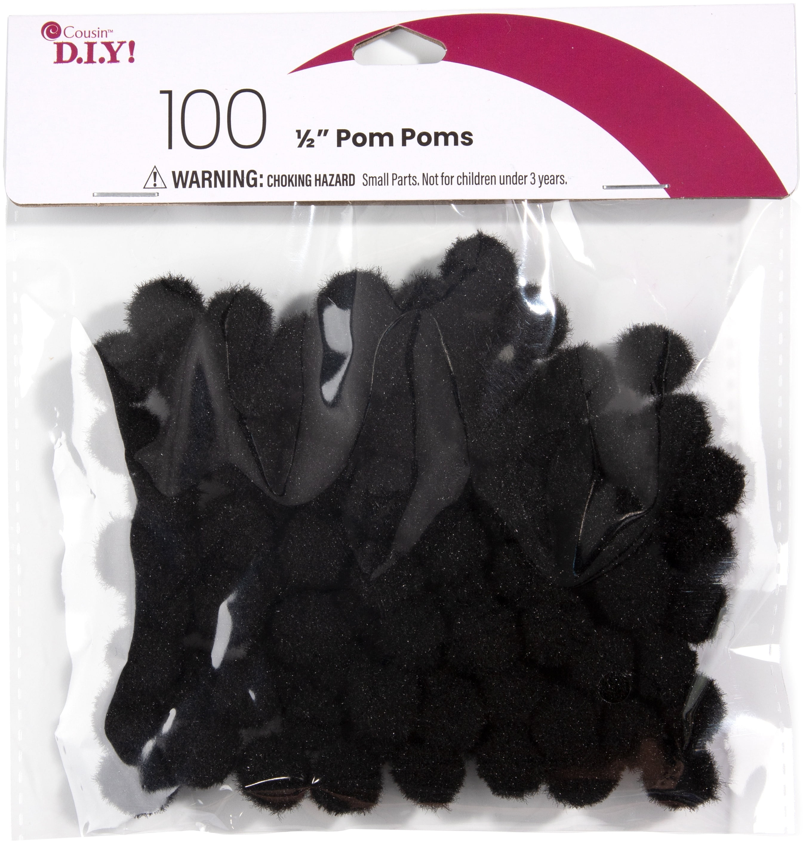 Pom Poms .5 inch 100 Per Pkg Black - Walmart.com