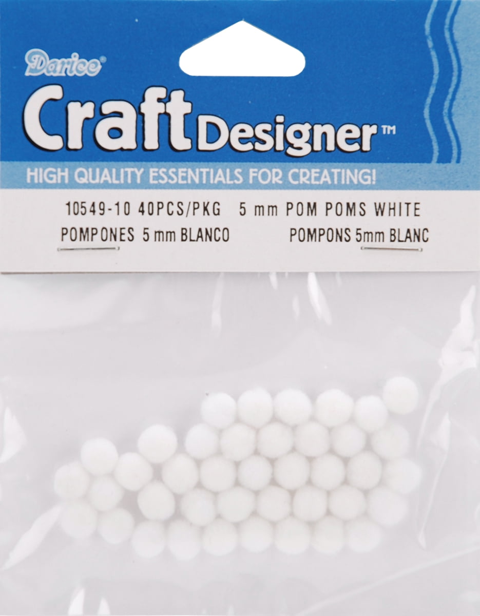 Pom Poms 5mm 40/Pkg-White - Walmart.com