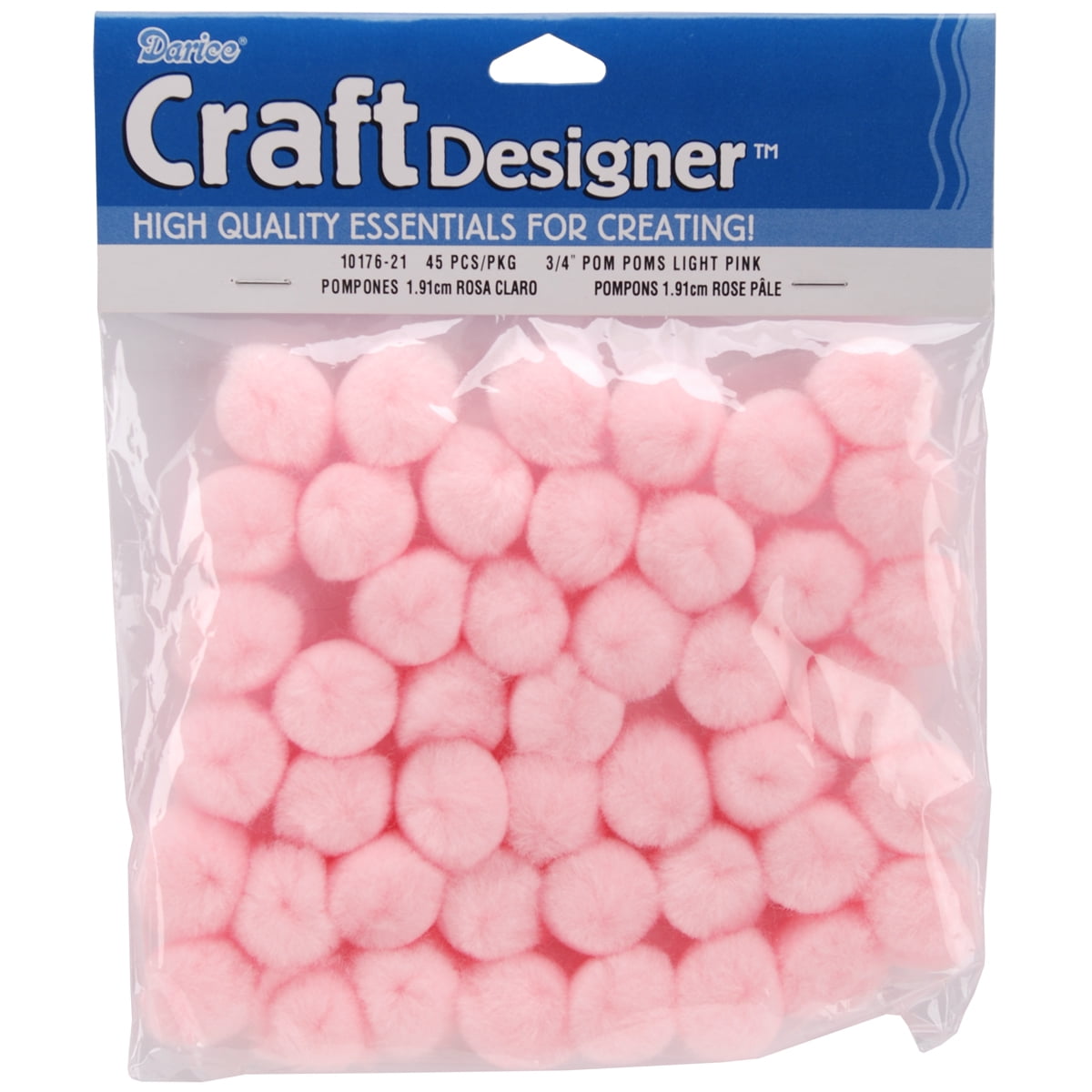 Pom-Poms .75" 45/Pkg-Light Pink - Walmart.com