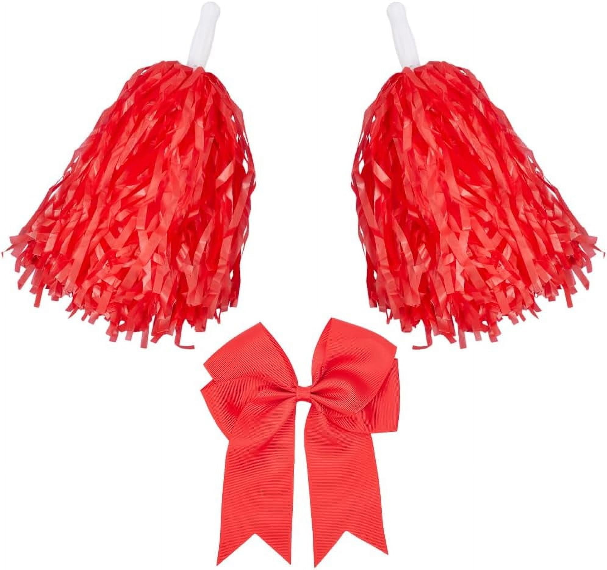 Pom Poms Cheer Red Pom Poms Large Cheerleader Hair Bow Metallic Foil ...