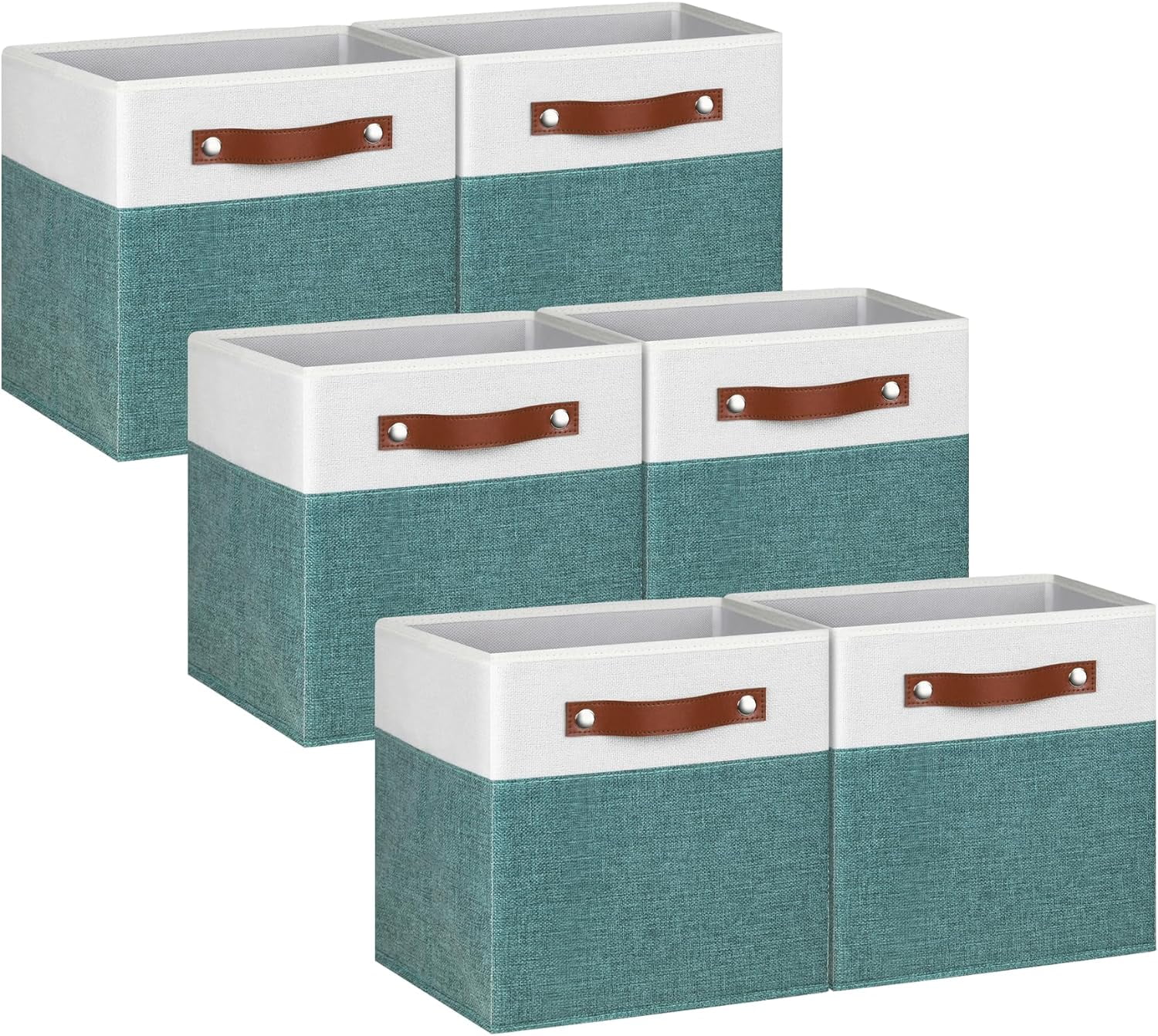 Pomatree 11 Inch Cube Storage Bin - 6 Pack - Linen Fabric Cubby Storage ...