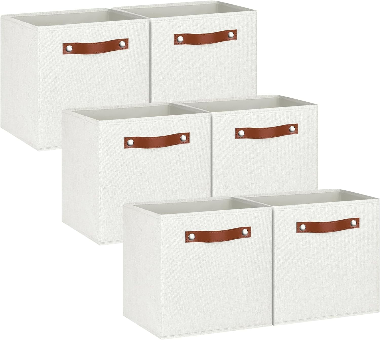 Pomatree 11 Inch Cube Storage Bin - 6 Pack - Linen Fabric Cubby Storage ...