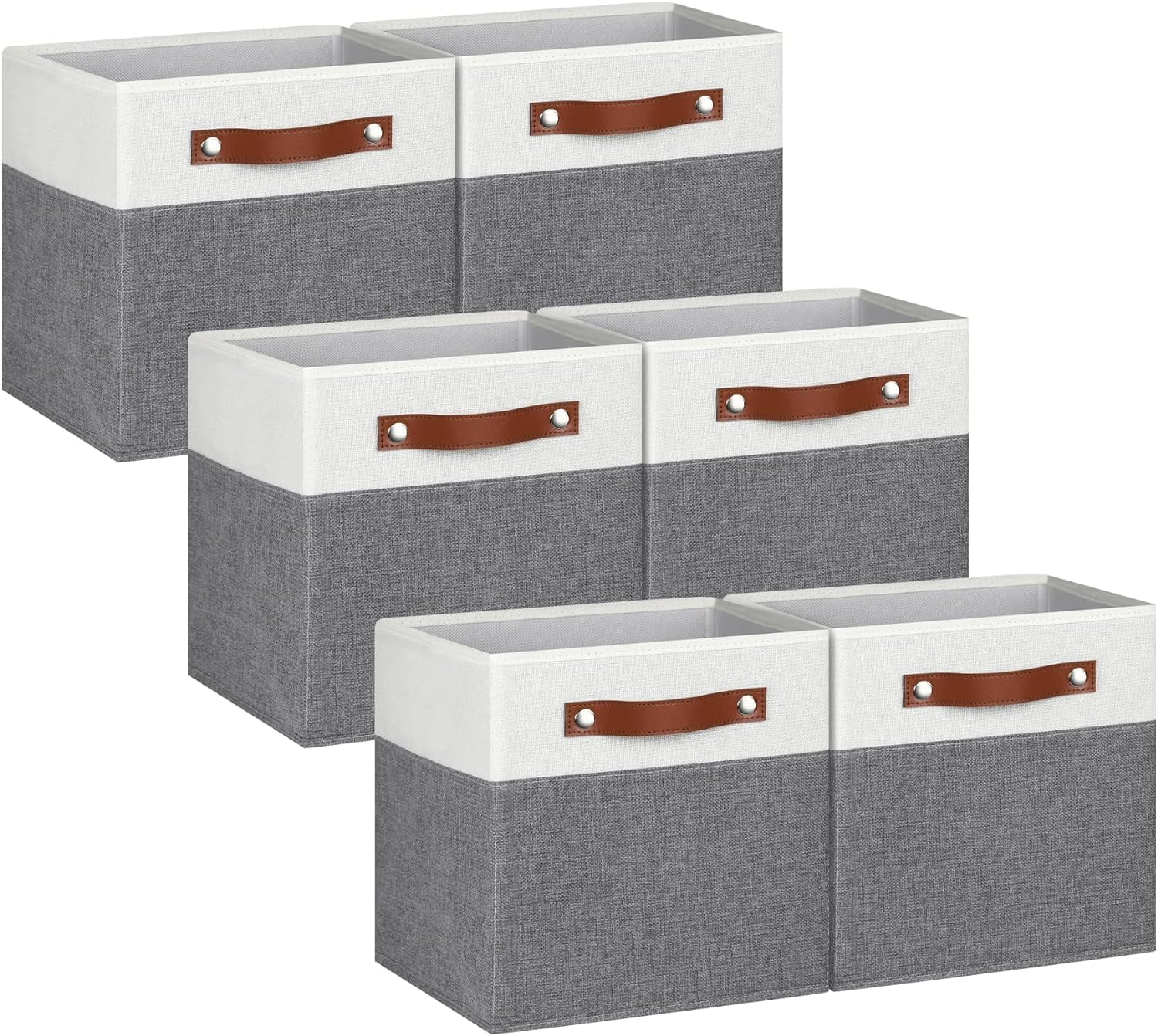 Pomatree 11 Inch Cube Storage Bin - 6 Pack - Linen Fabric Cubby Storage ...