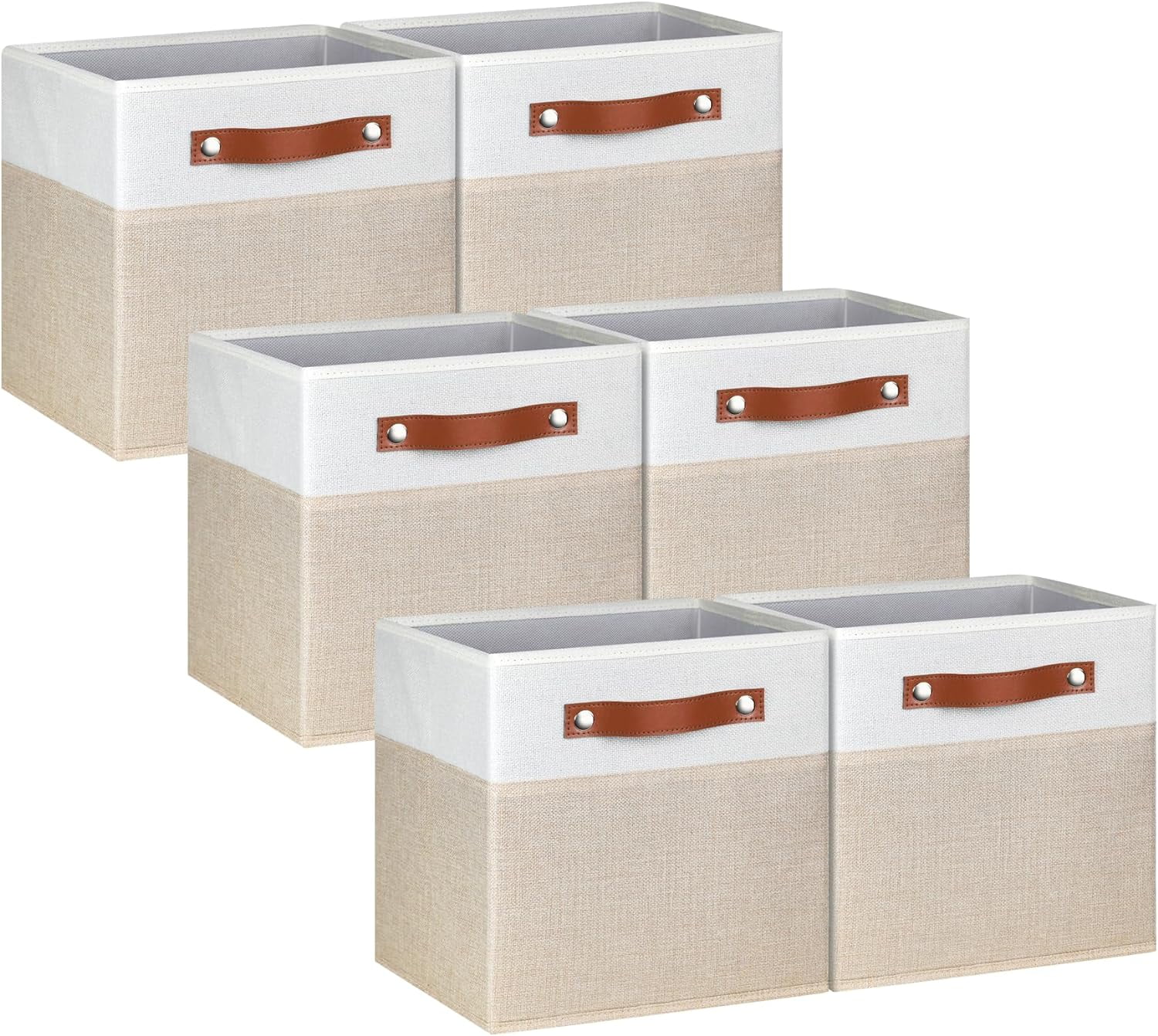 Pomatree 11 Inch Cube Storage Bin - 6 Pack - Linen Fabric Cubby Storage ...